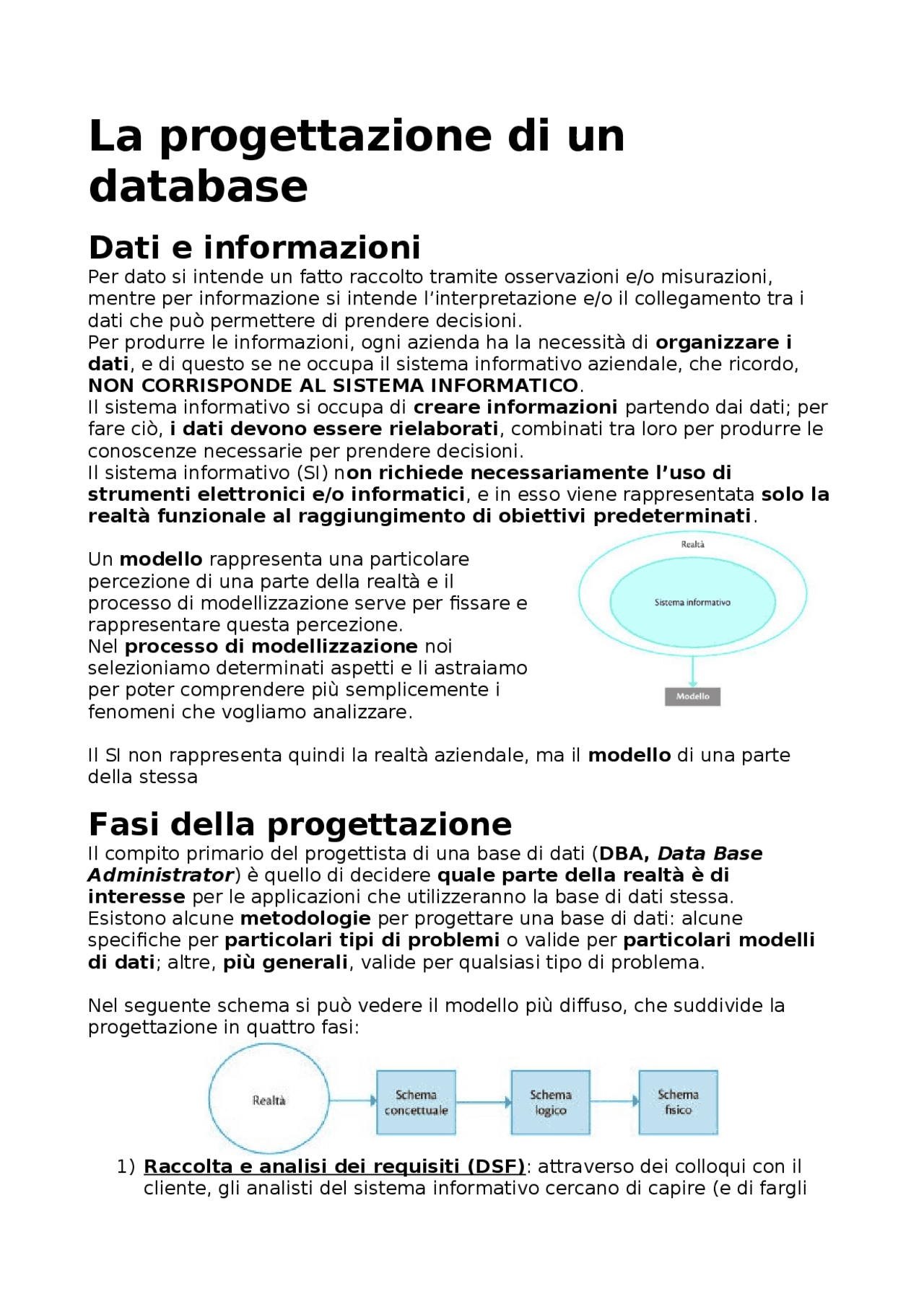 Progettazione Di Un Database E Modello Er Dispense Di Informatica Docsity