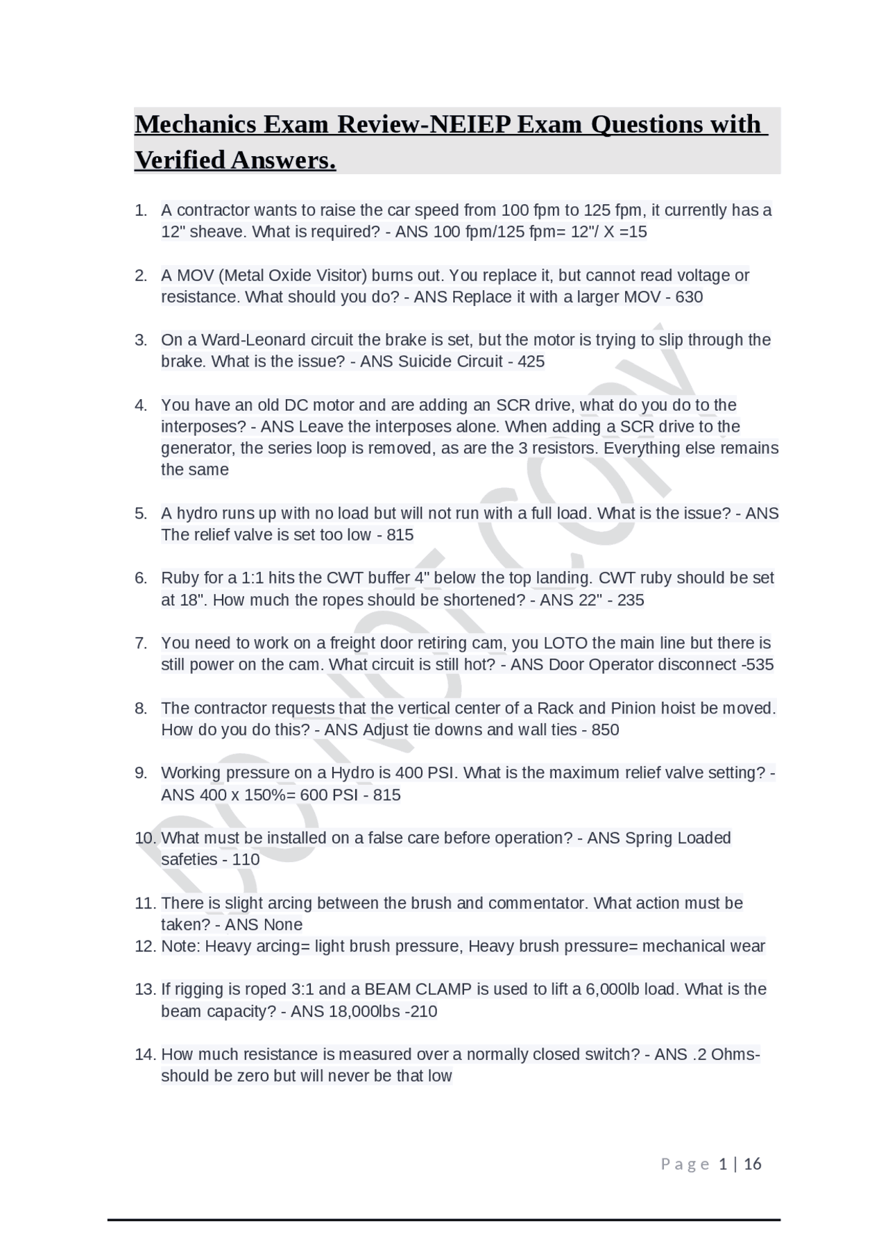 Mechanics Exam Review-NEIEP Exam Questions with Verified Answers ...