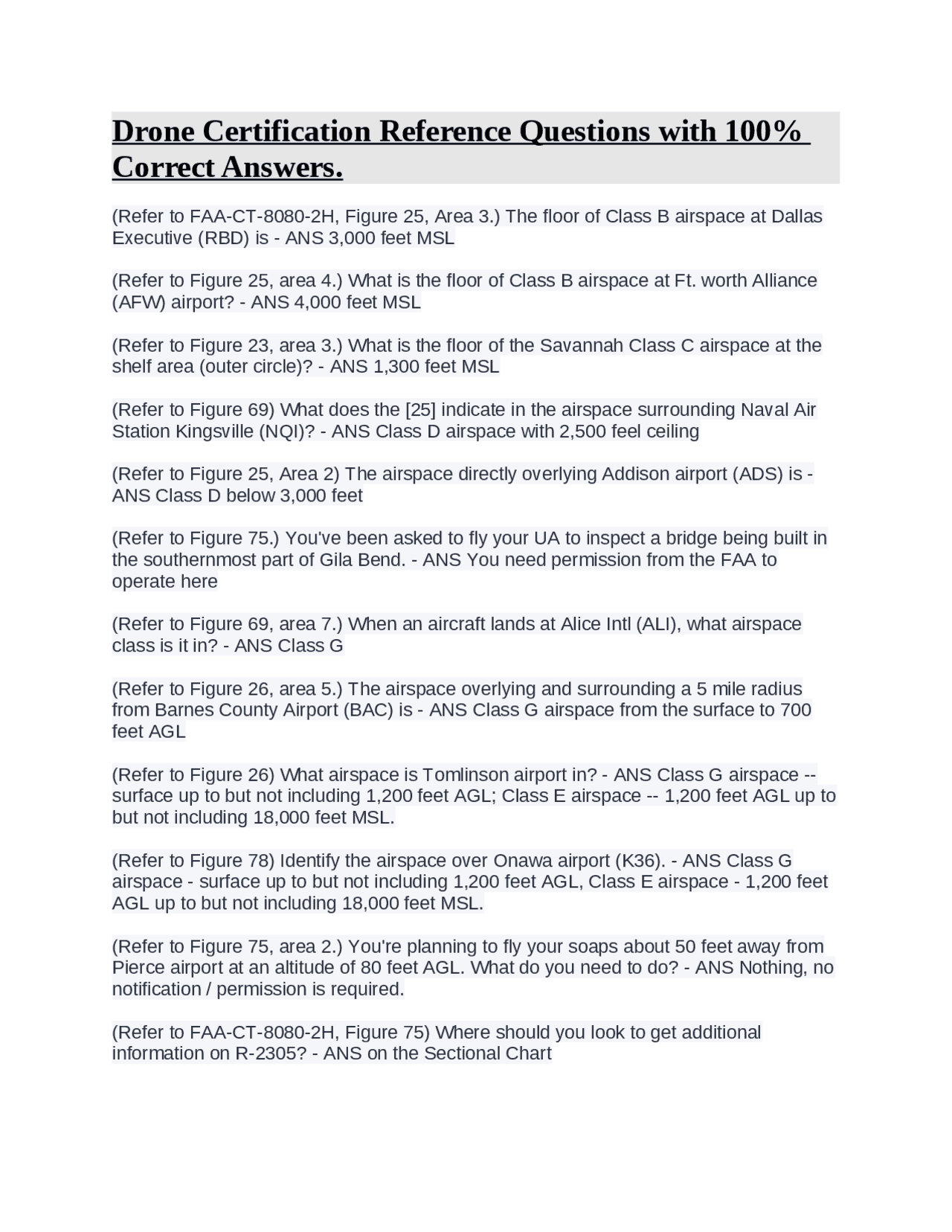 Drone Certification Reference Questions with 100% Correct Answers ...