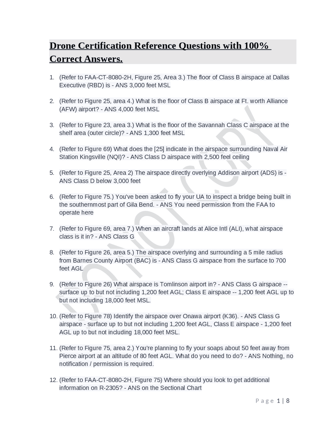 Drone Certification Reference Questions with 100% Correct Answers ...