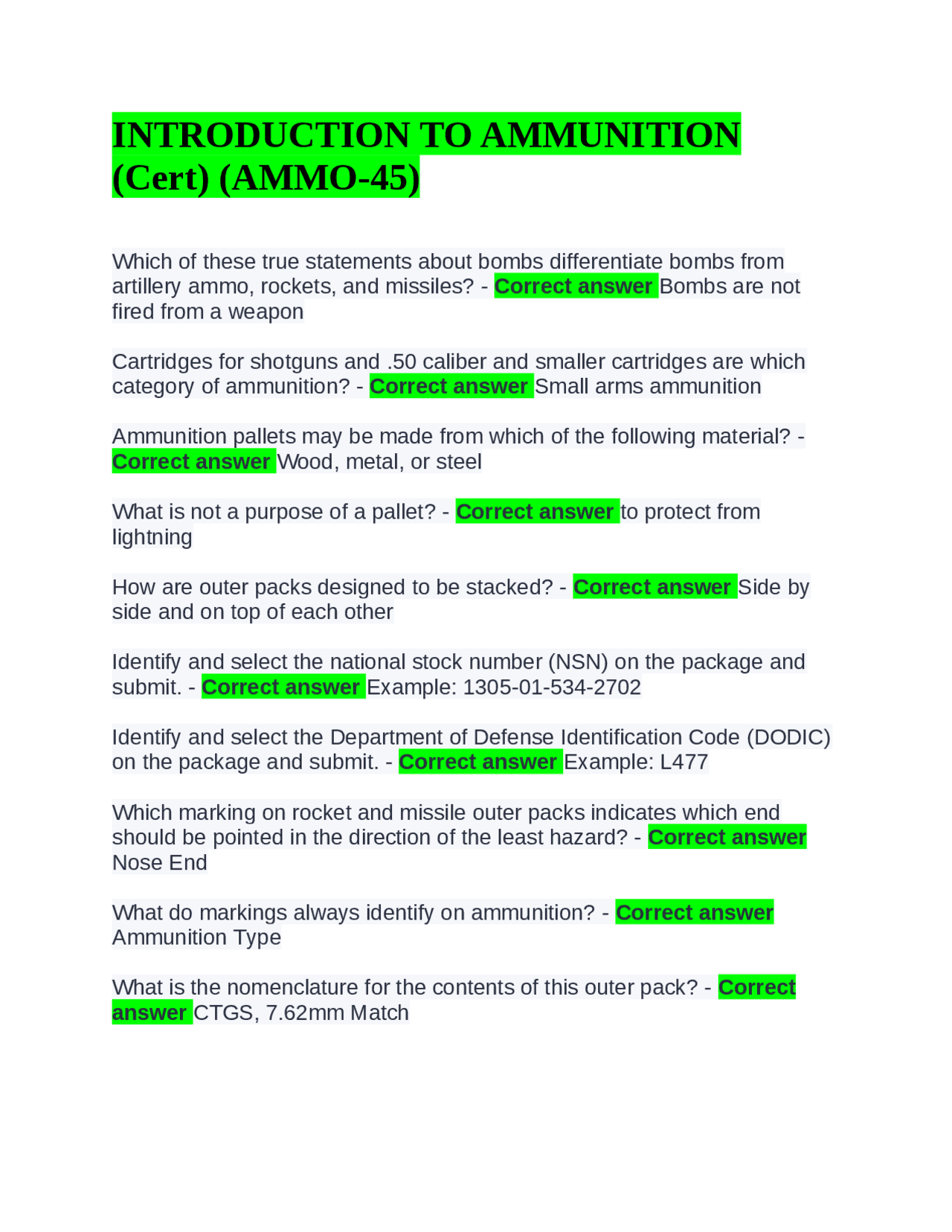 Introduction to Ammunition: Basic Principles and Handling | Exams ...