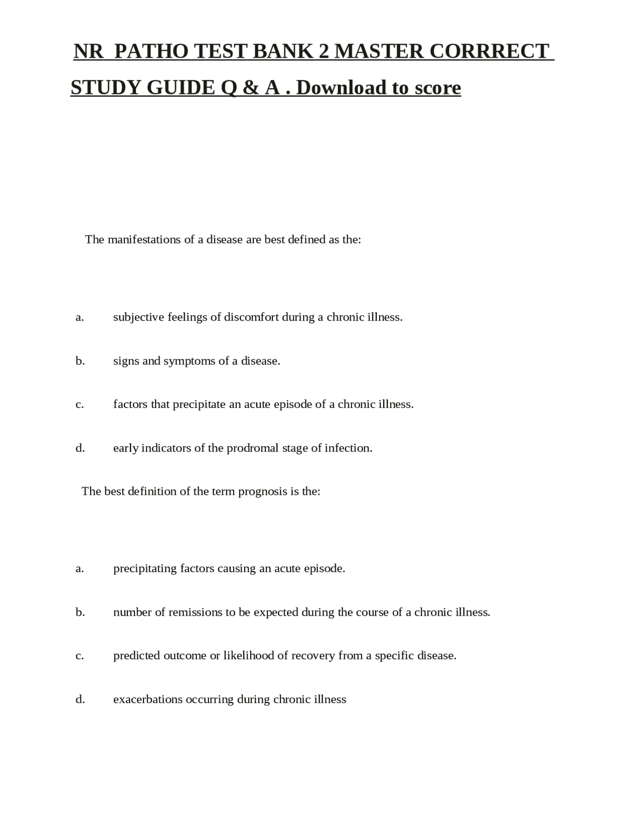 Pathology Study Guide Q&A: Answers and Explanations | Exams Nursing ...