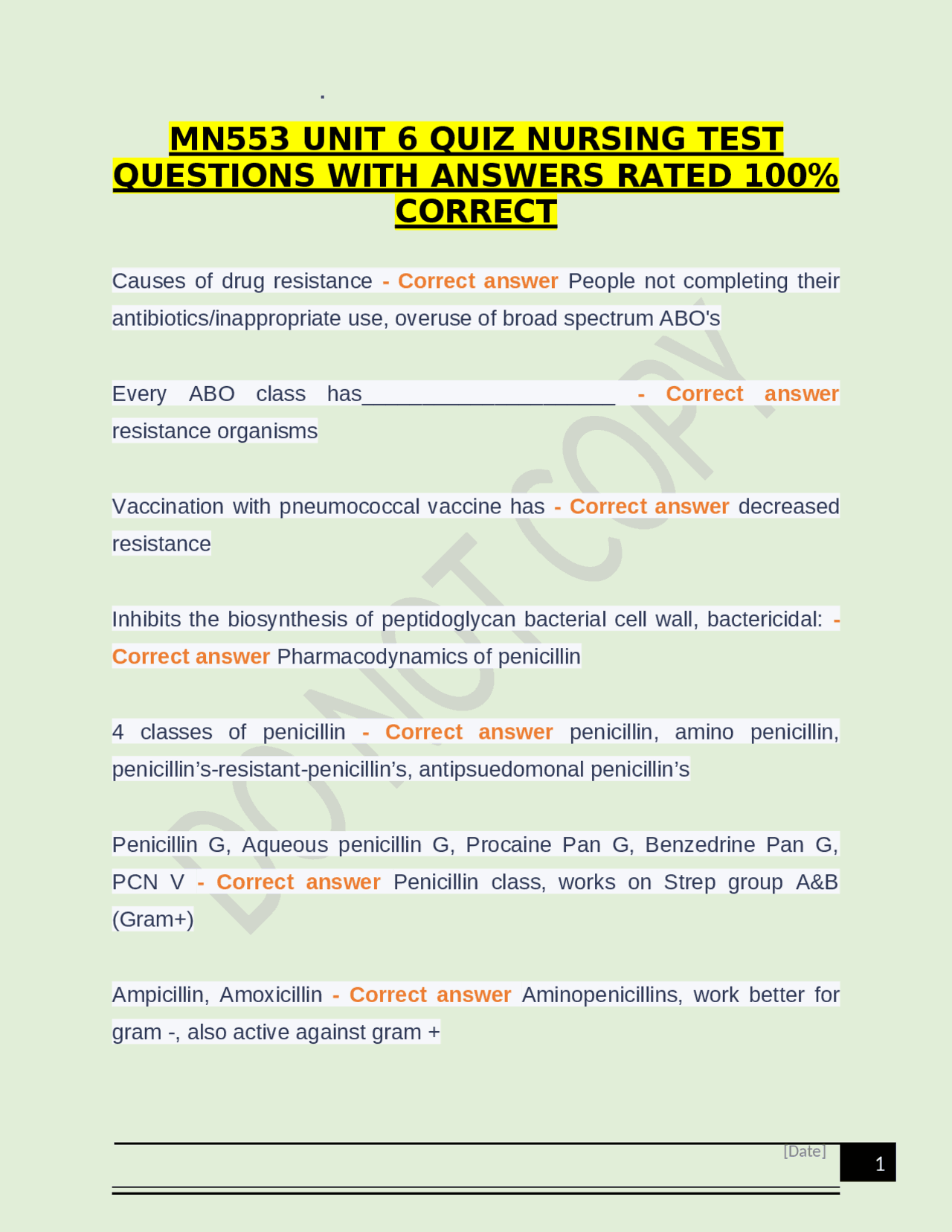 MN553 UNIT 6 QUIZ NURSING TEST QUESTIONS WITH ANSWERS RATED 100% ...