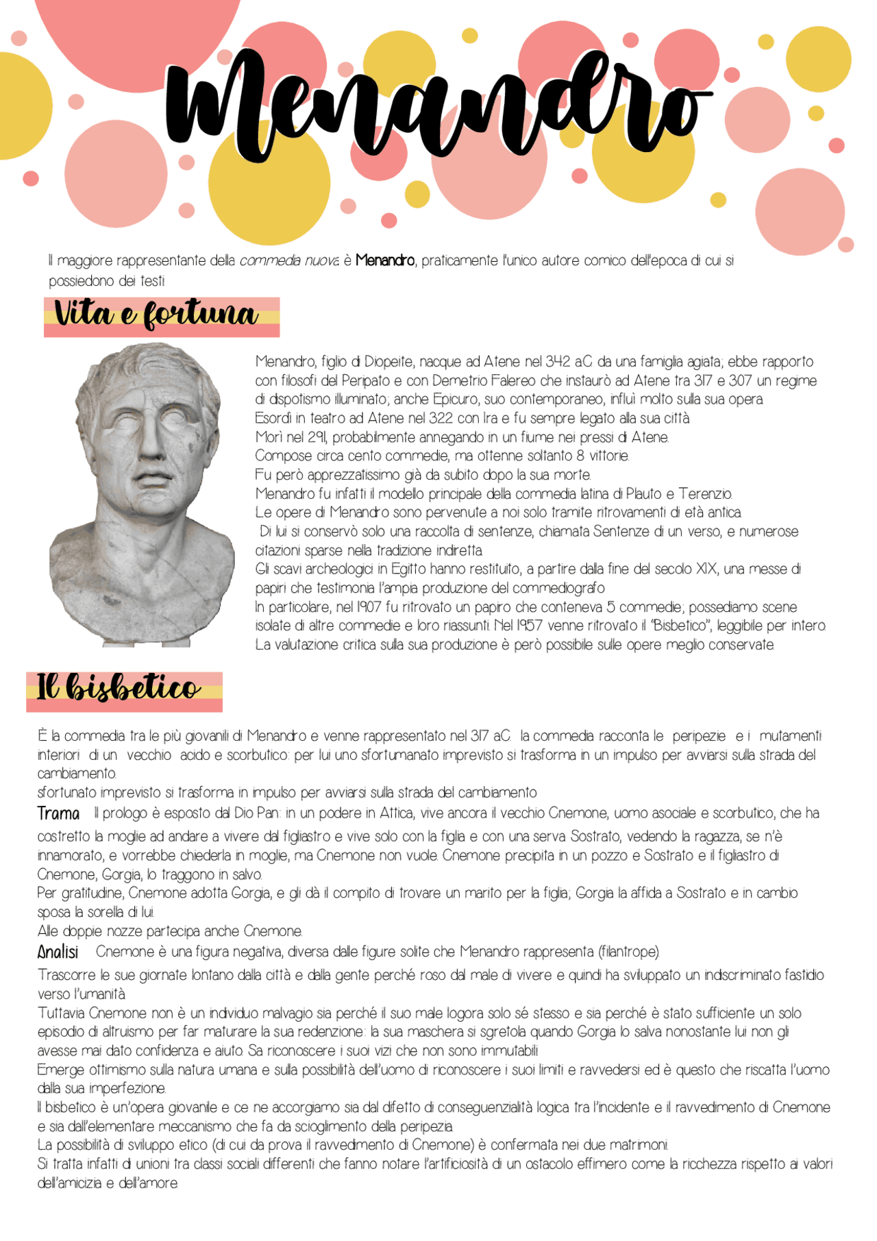 MENANDRO: la nascita della commedia nea | Study notes Ancient Greek ...