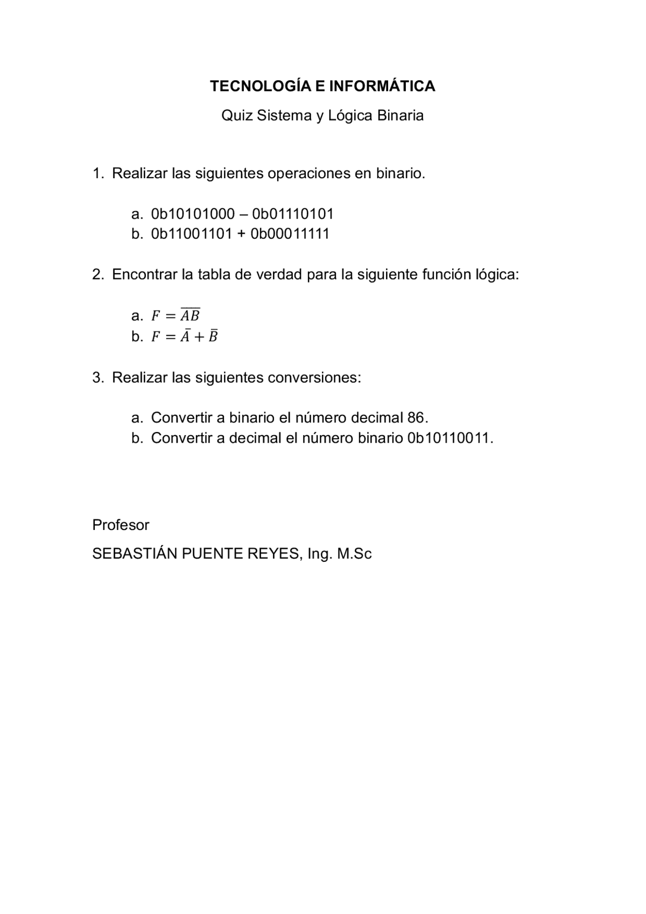 Quiz-informática grado 11 | Ejercicios de Informática | Docsity