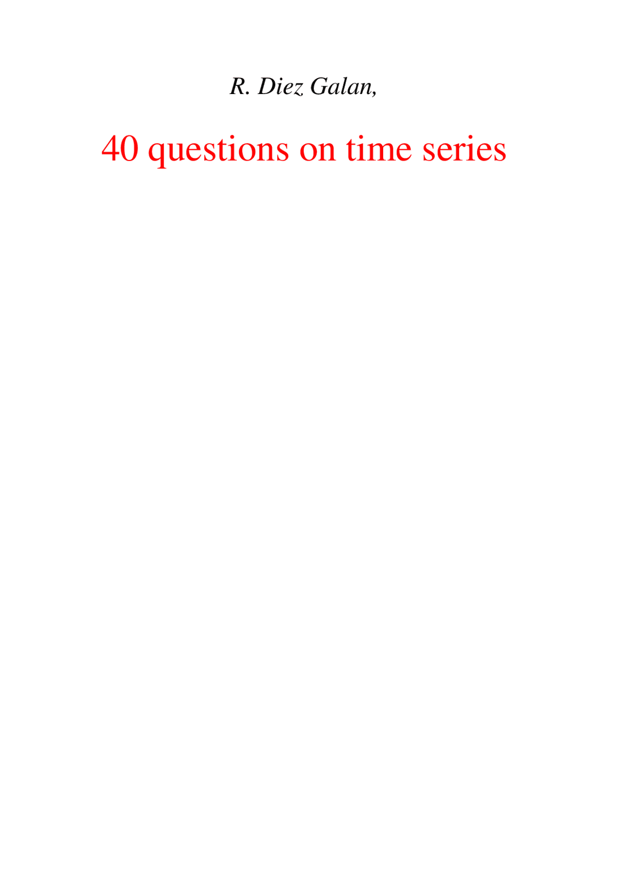 40 questions on time series | Summaries Advanced Data Analysis | Docsity