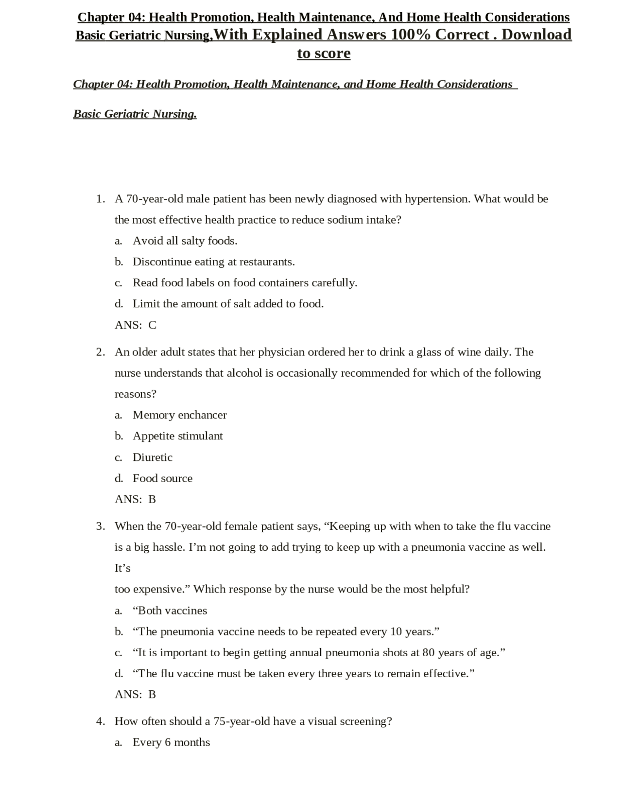 Basic Geriatric Nursing: Health Promotion, Maintenance, and Home Health ...