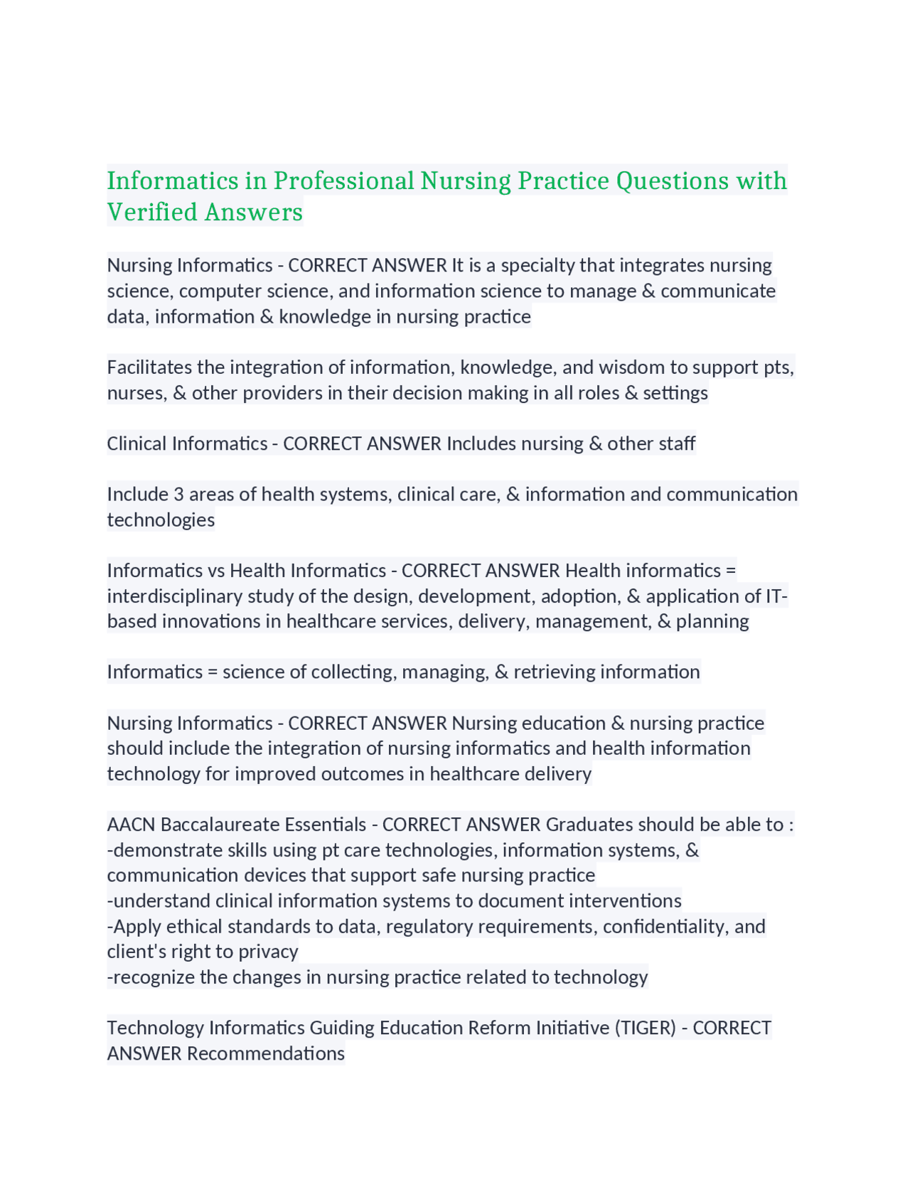 Informatics in Nursing Practice: An Overview of Key Concepts and ...