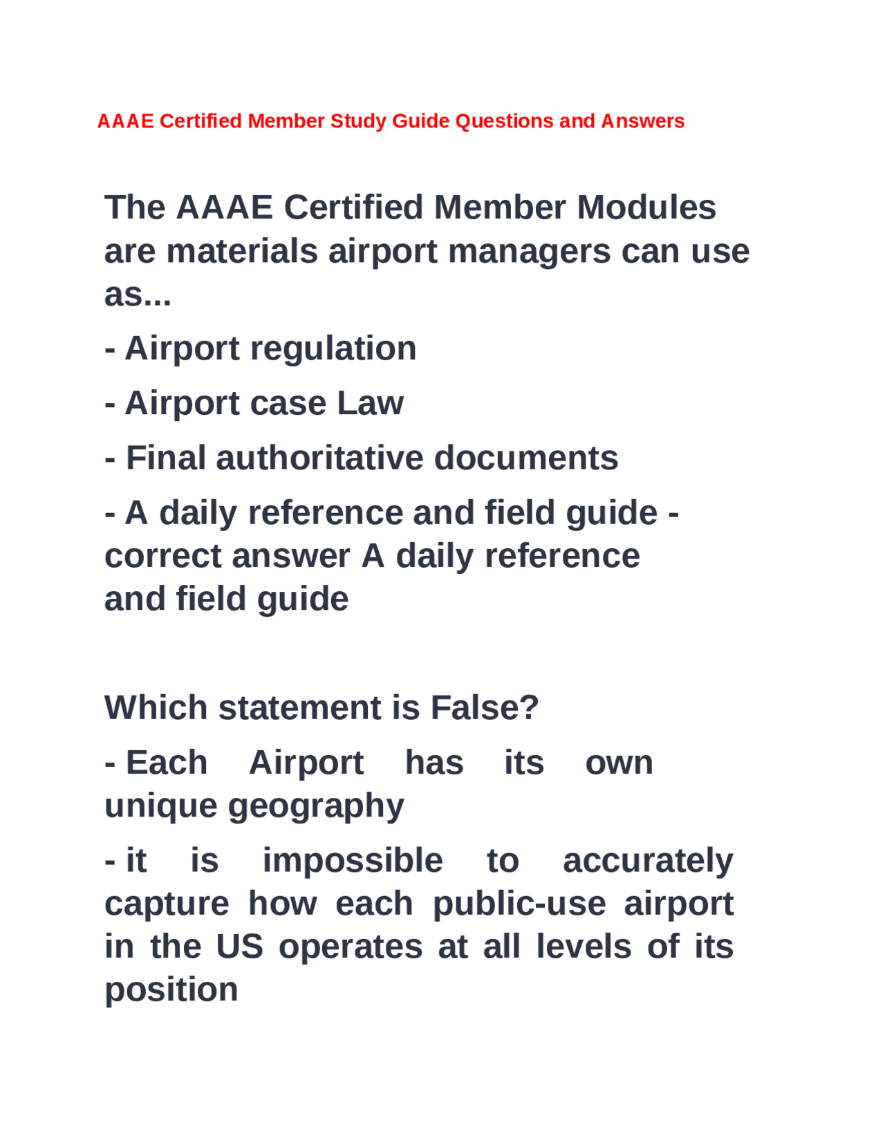 AAAE Certified Member Study Guide Questions and Answers | Exams ...