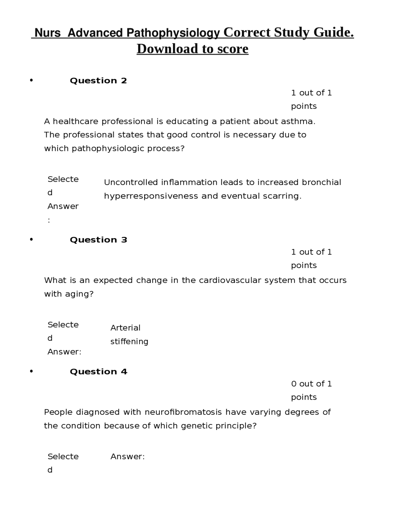 Nurs Advanced Pathophysiology Correct Study Guide. Download to score ...