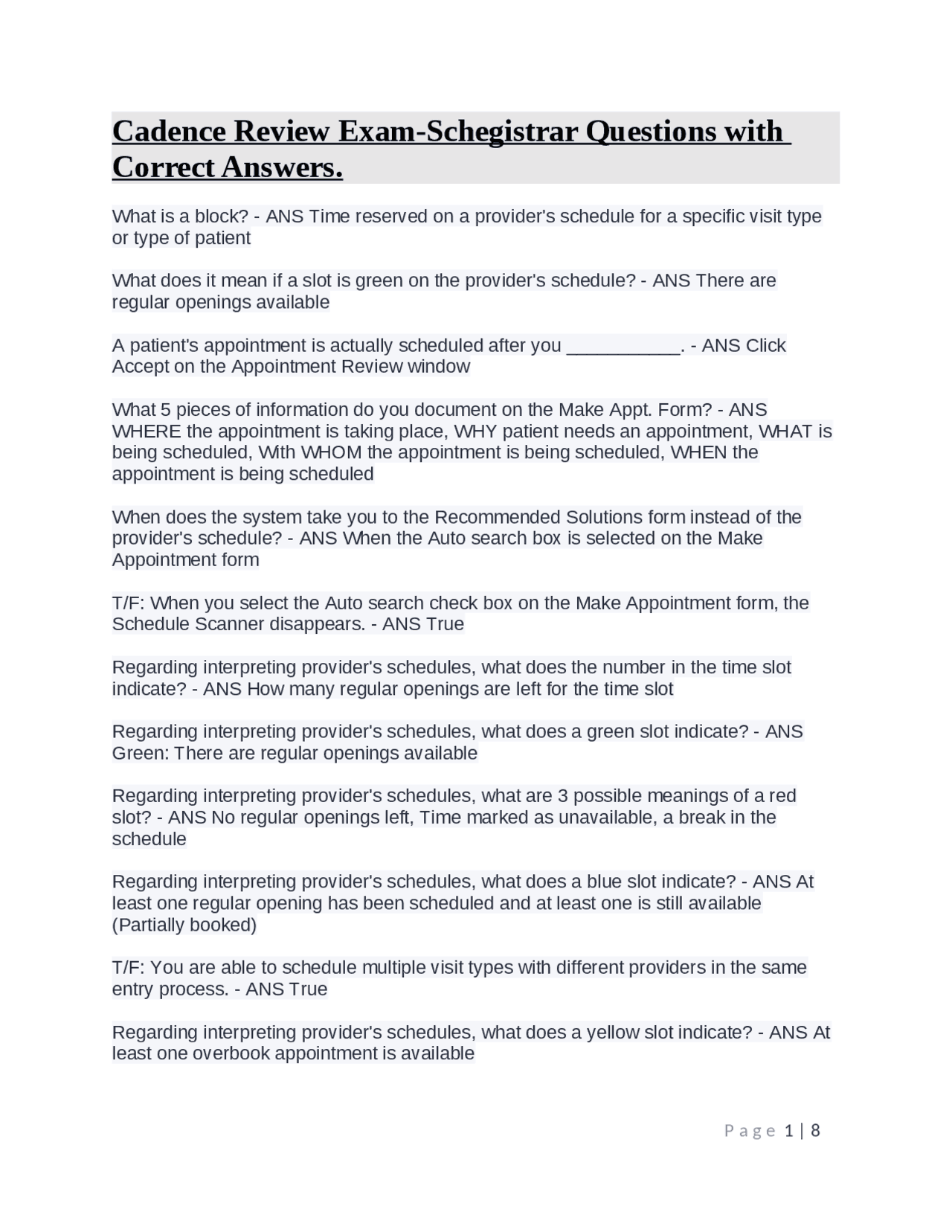 Healthcare Appointment Scheduling Guide | Exams Health sciences | Docsity