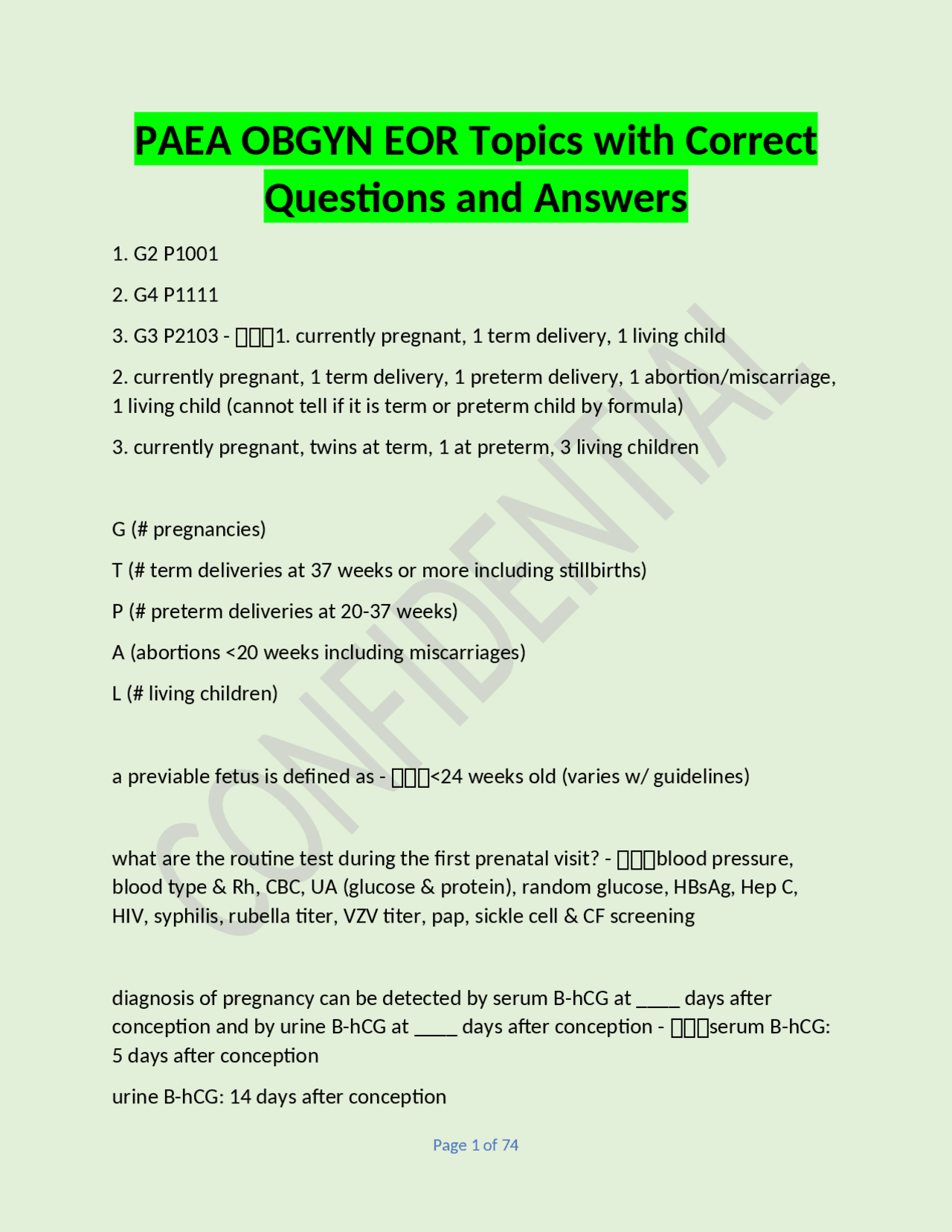 PAEA OBGYN EOR Topics with Correct Questions and Answers | Exams ...