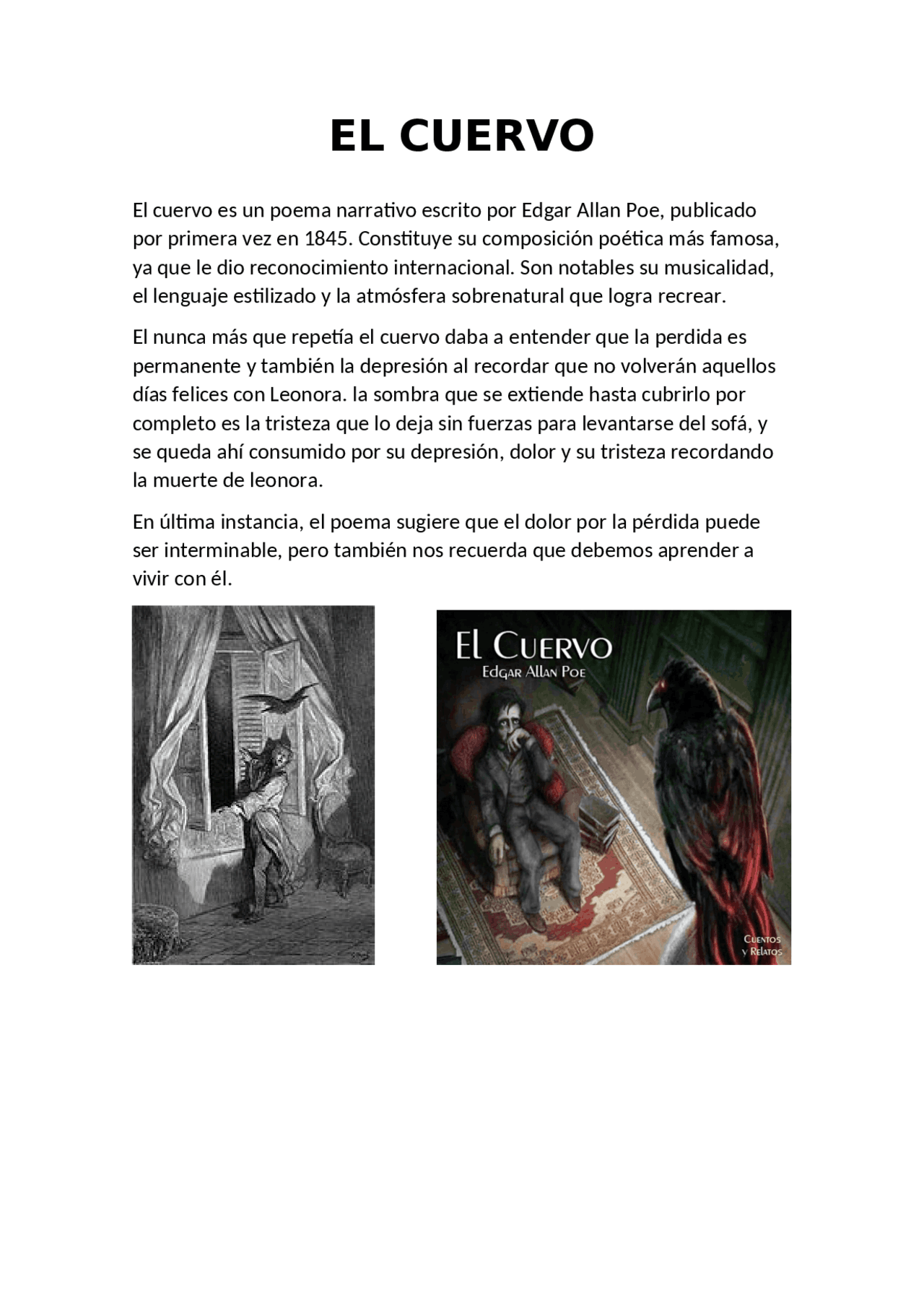 resumen del poema literario "el cuervo" de edgar allan poe | Summaries ...