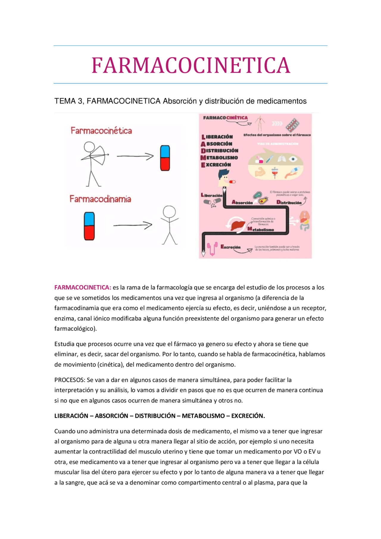 farmacocinetica I -absorcion y distribucion de medicamentos- | Apuntes ...