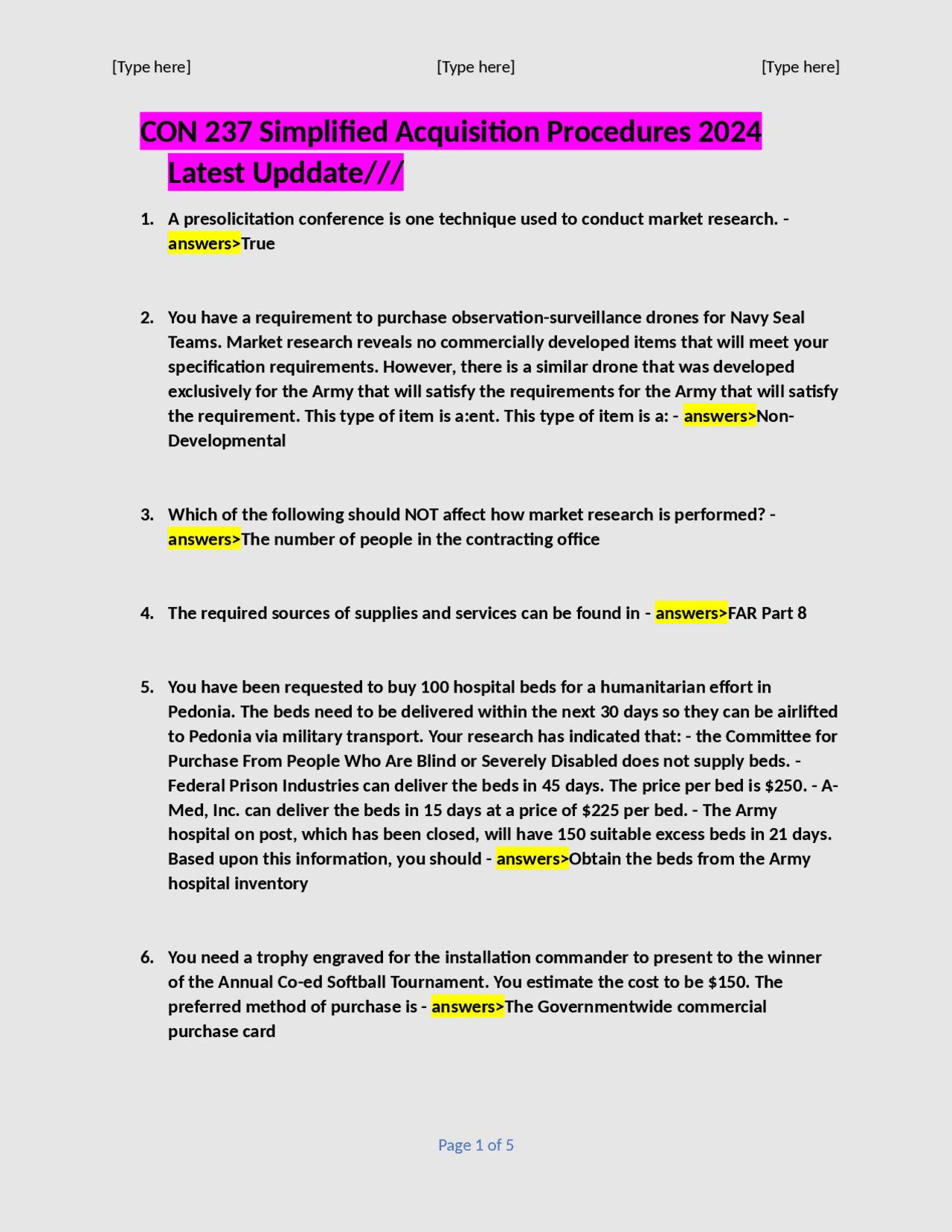 CON 237 Simplified Acquisition Procedures 2024 Latest Update/// | Exams ...
