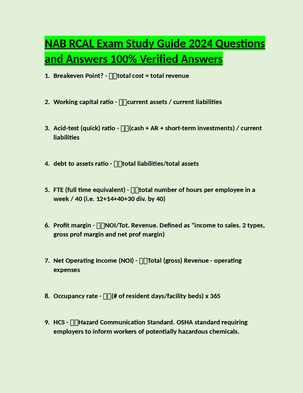 NAB RCAL Exam Study Guide 2024 Questions and Answers 100% Verified Answers | Exams Economics ...