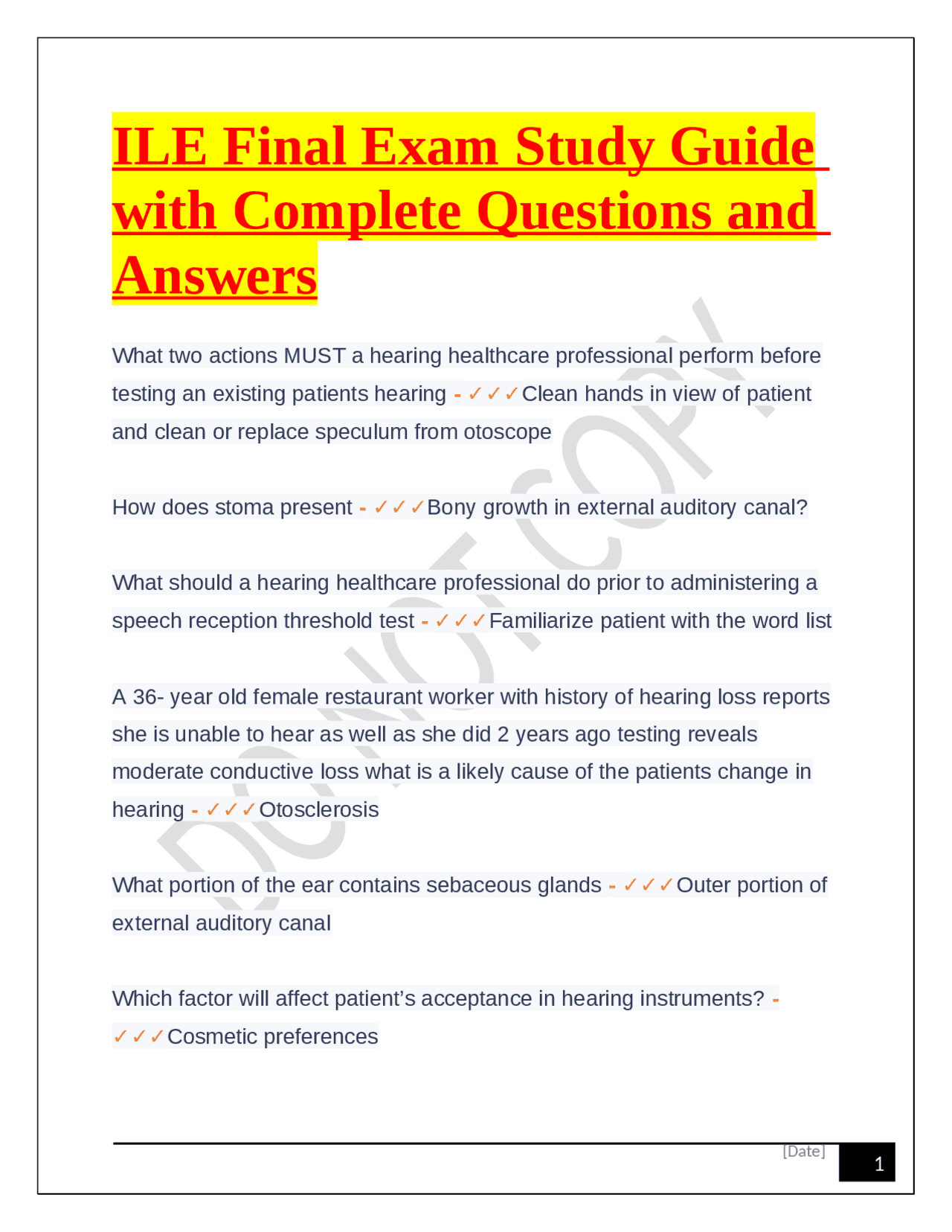 ILE Final Exam Study Guide with Complete Questions and Answers | Exams ...