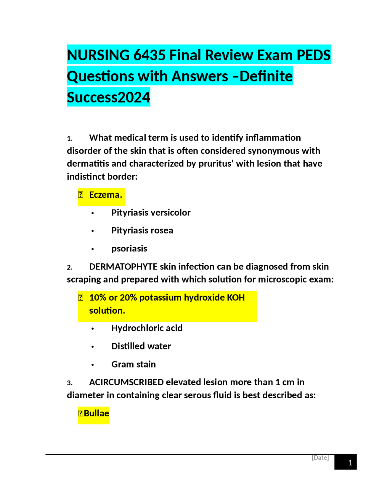 Dermatology Study Notes: Skin Infections and Disorders | Exams Nursing ...