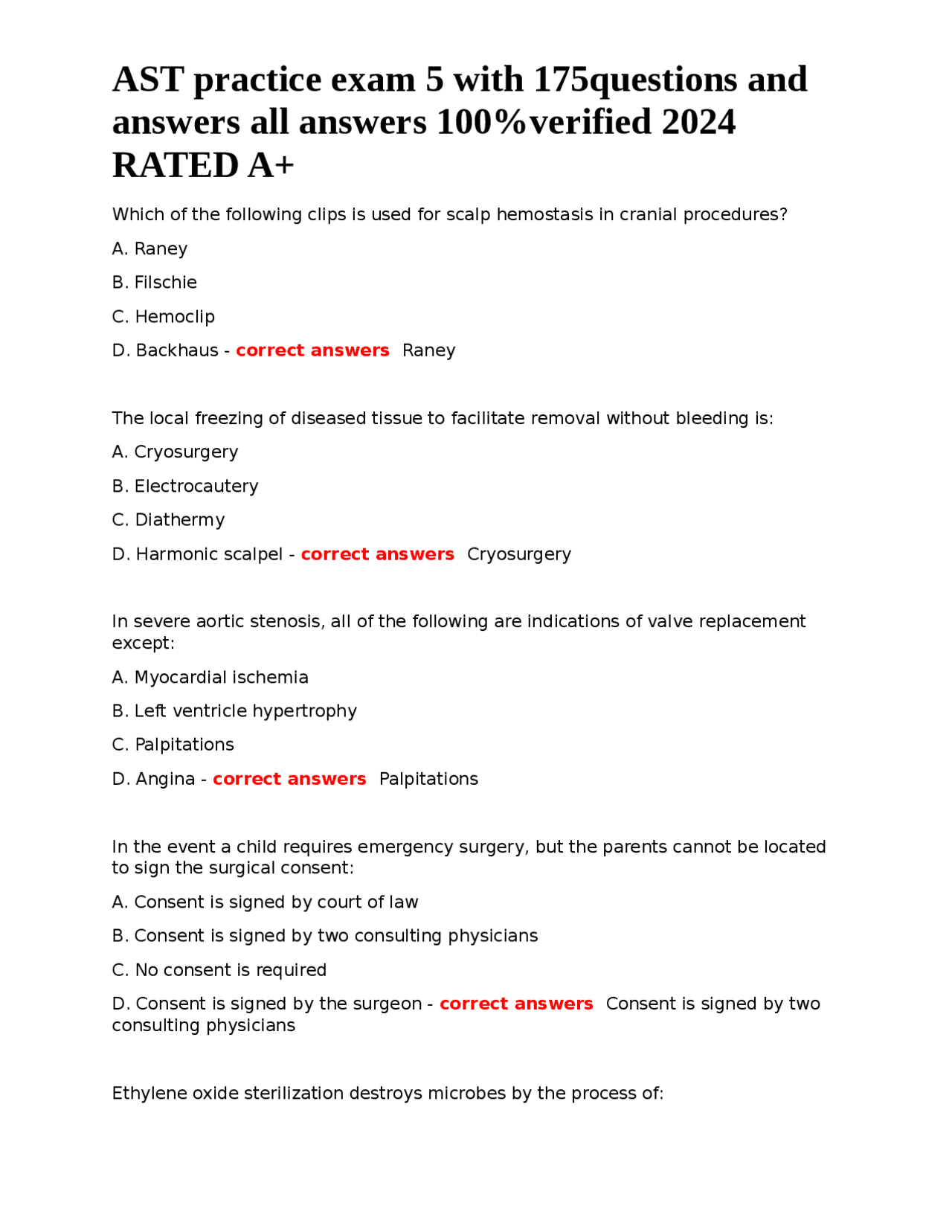 AST Practice Exam 5: Anatomy and Surgical Procedures | Exams Nursing ...