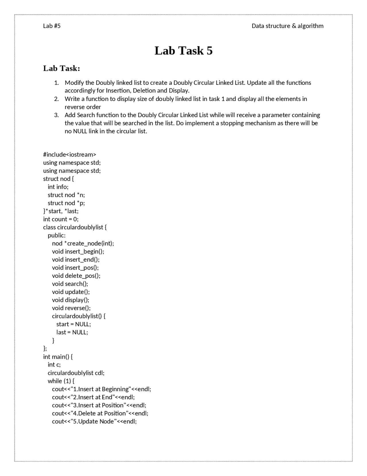 Modifying Doubly Linked List to Create a Doubly Circular Linked List ...