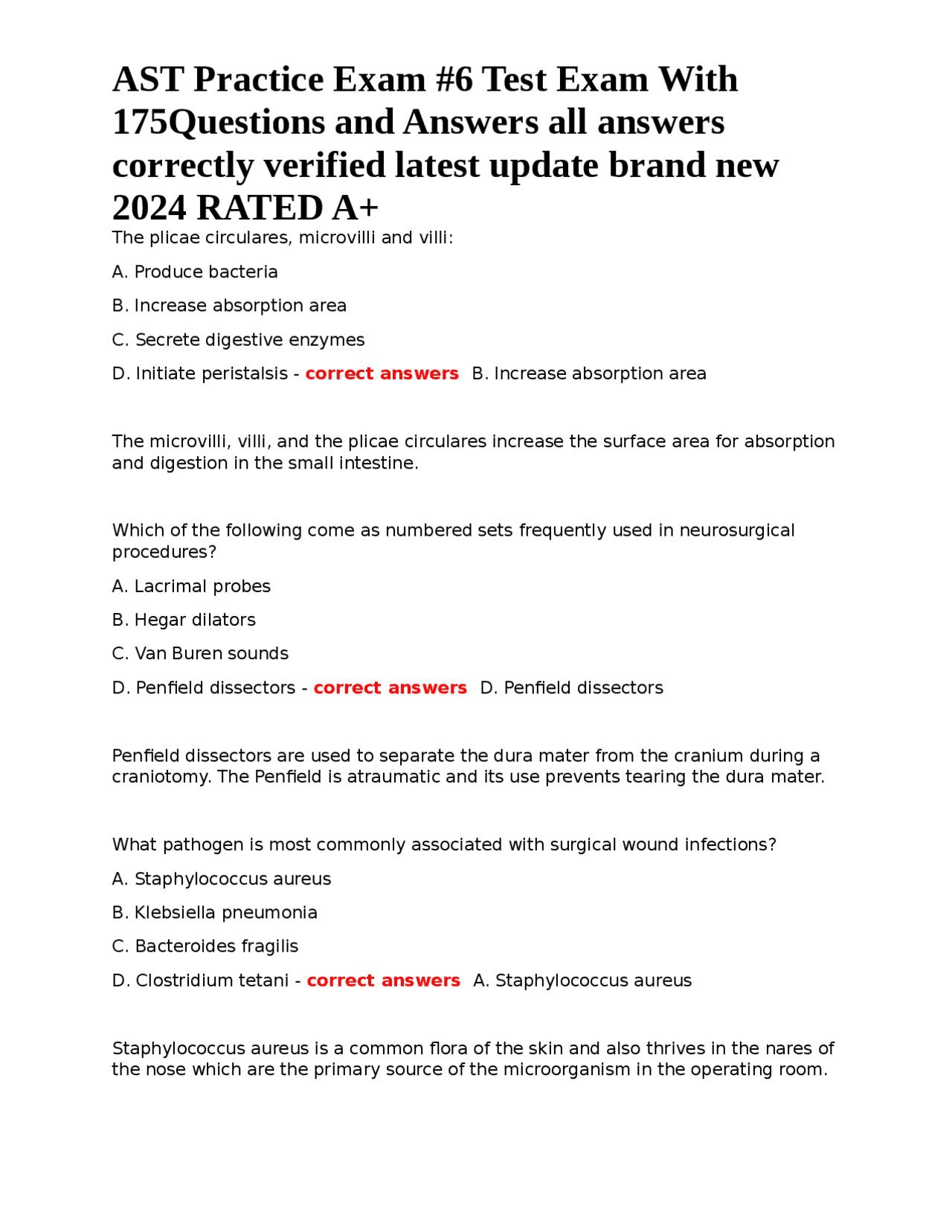 AST Practice Exam #6 Test Exam With 175Questions and Answers all ...