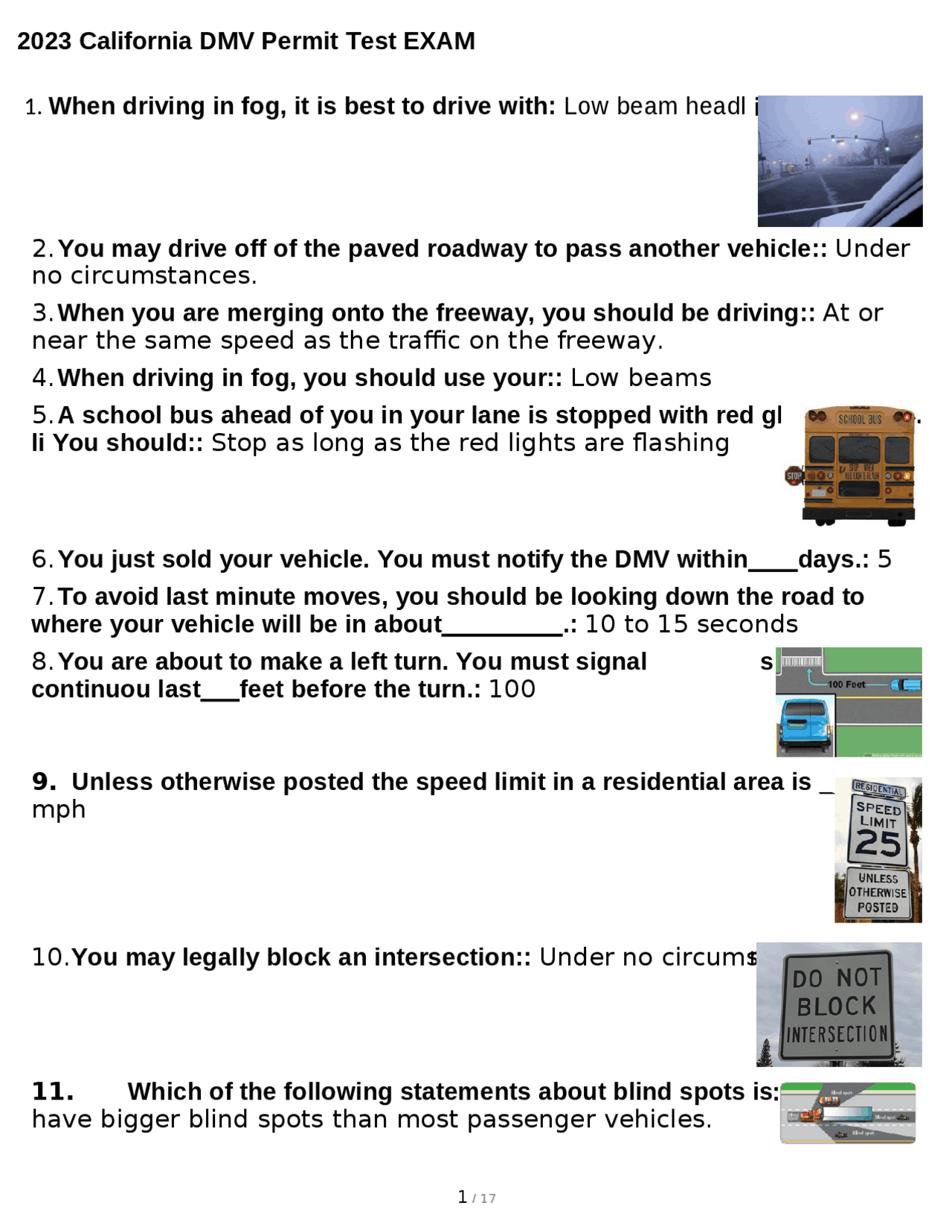 California DMV Permit Test Exam Questions and Answers | Exams Nursing ...