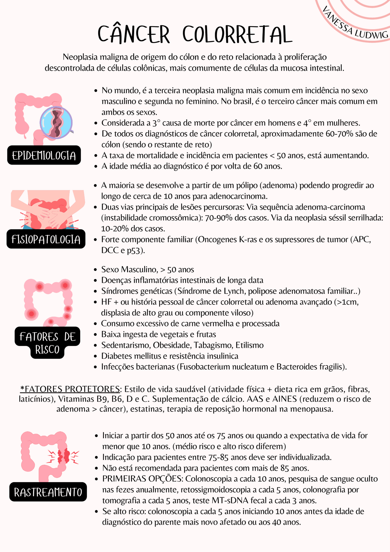 Câncer Colorretal - abordagem completa | Esquemas Oncologia | Docsity