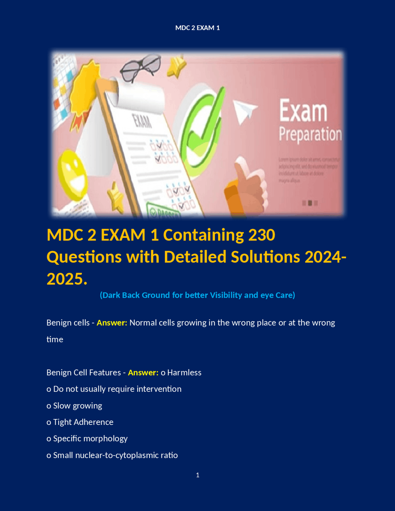 MDC 2 EXAM 1 Containing 230 Questions with Detailed Solutions 2024-2025. | Exams Nursing | Docsity