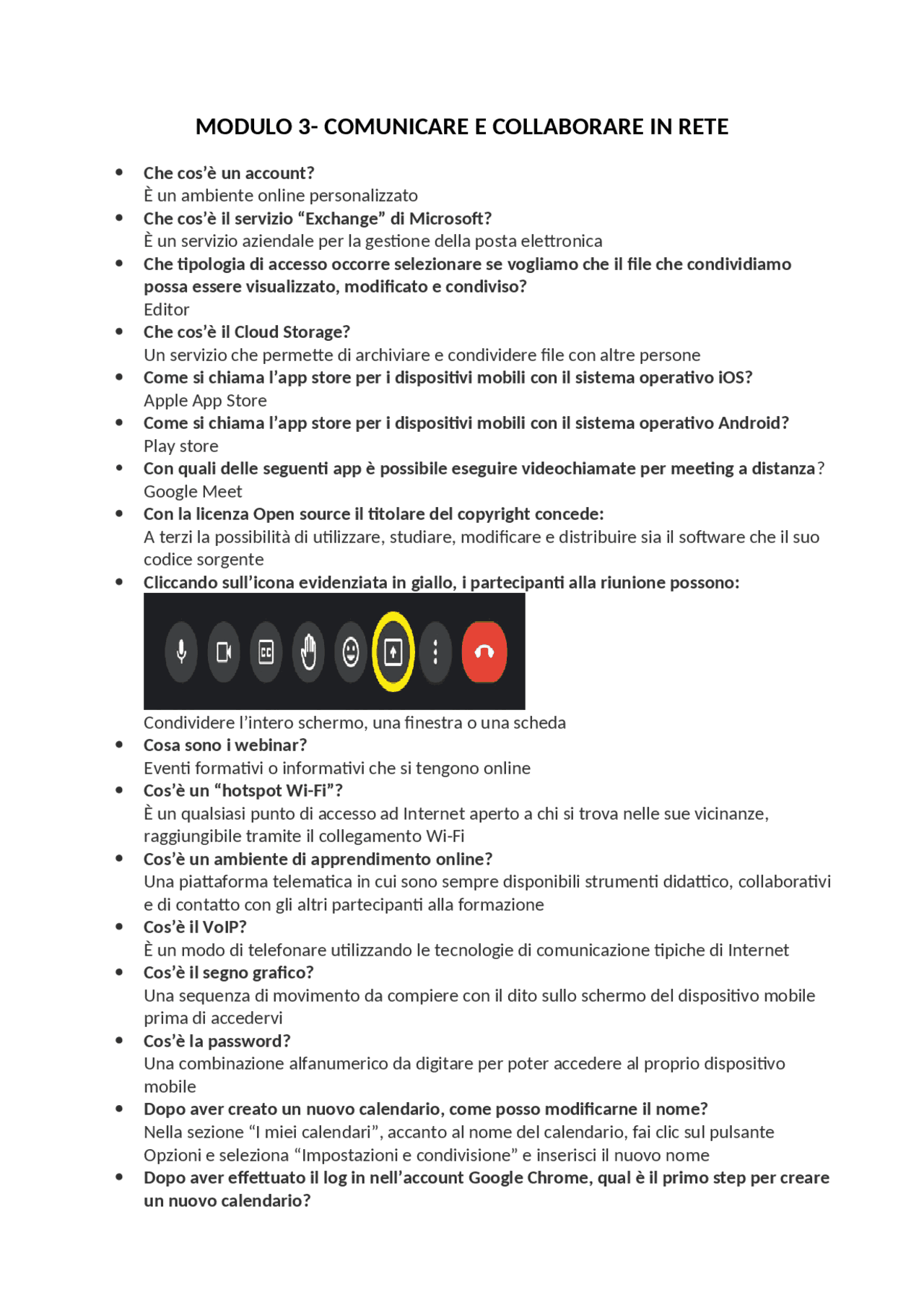 EIPASS 7 MODULI USER- MODULO 3, COMUNICARE E COLLABORARE IN RETE | Prove d'esame di Informatica ...