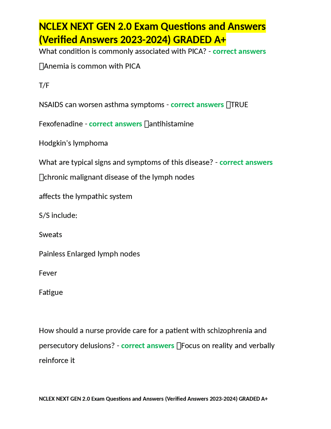 NCLEX NEXT GEN 2.0 Exam Questions and Answers (Verified Answers 2023-2024) GRADED A+ | Exams ...