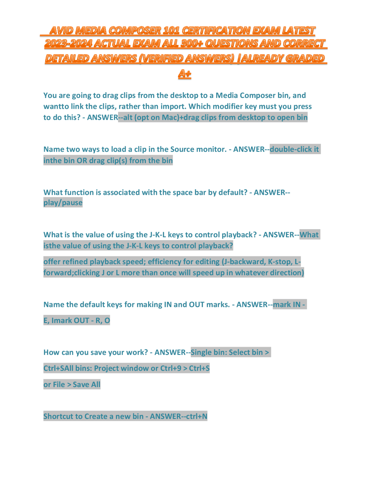 AVID MEDIA COMPOSER 101 CERTIFICATION EXAM 2024 | Exams Media ...