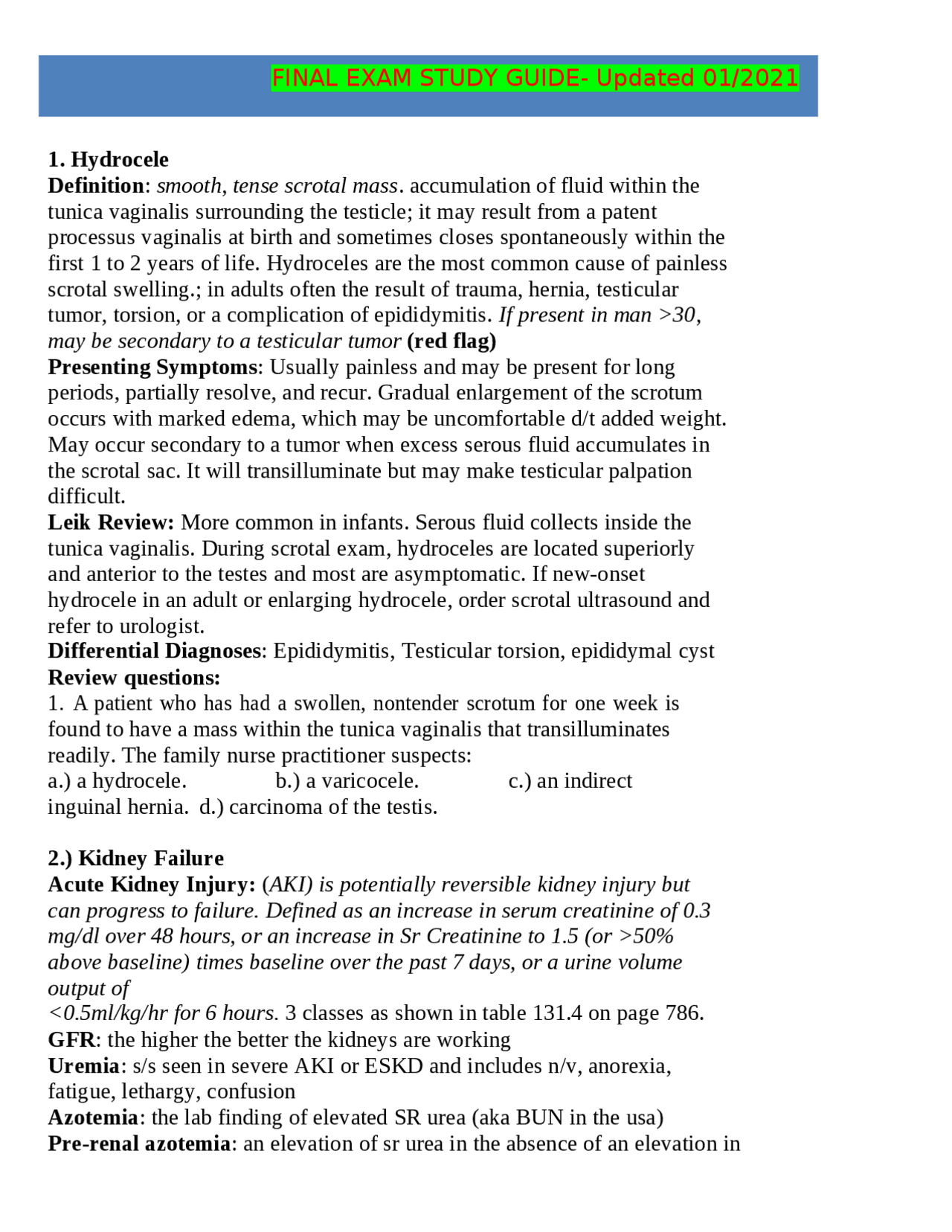 EXAM FINAL STUDY GUIDE- Updated 01/2024/6531 Final | Exams Personal ...