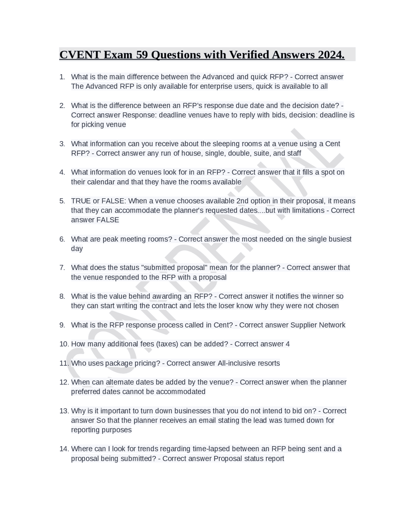 CVENT Exam 59 Questions and Answers for RFP Management | Exams Health ...