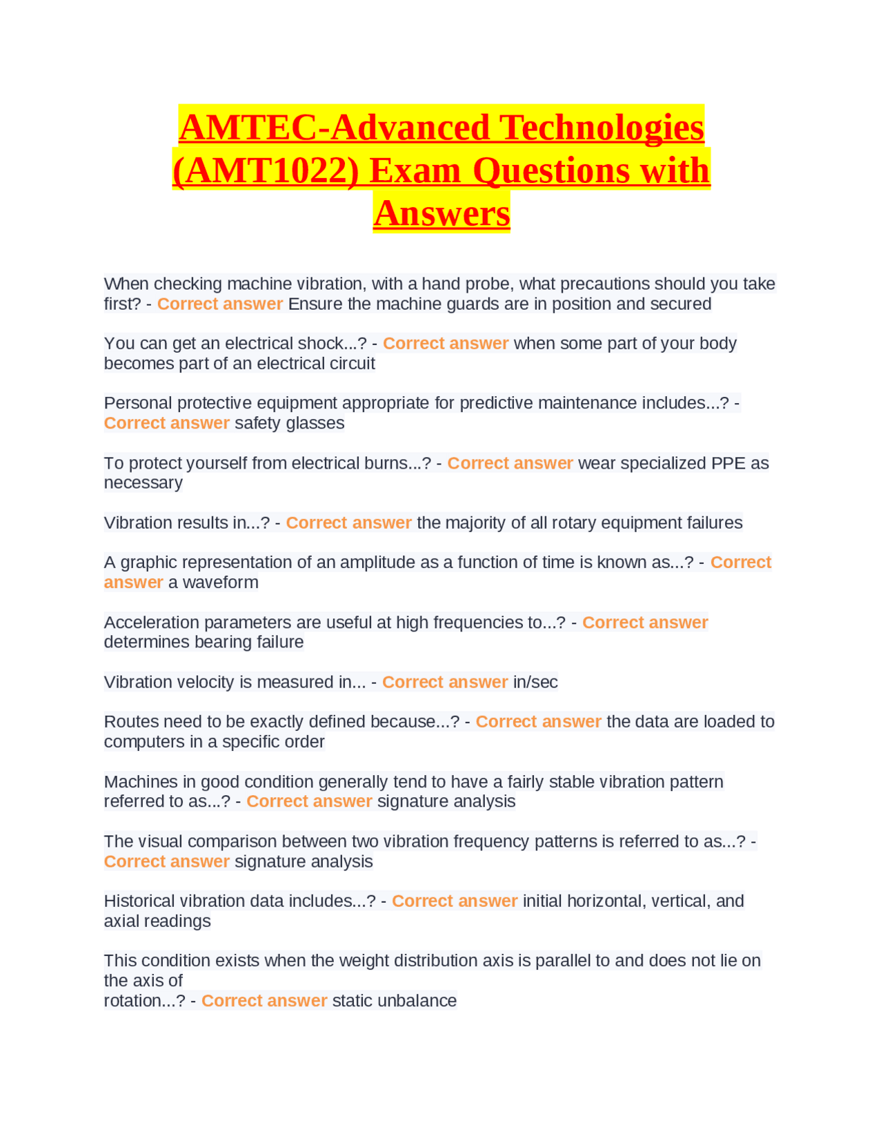 AMTEC Exam Q&A: Predictive Maintenance & Machine Vibration Analysis ...