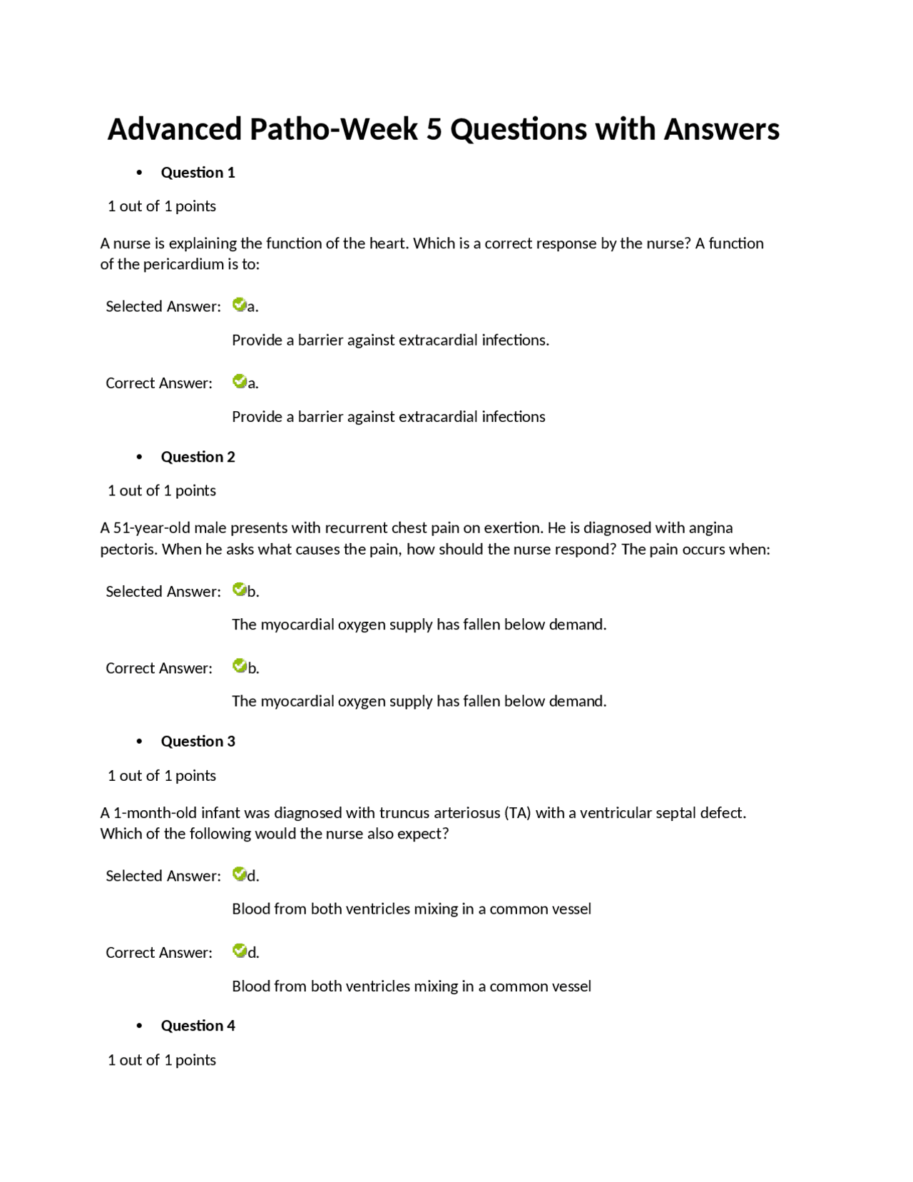 Advanced Pathology Week 5: Questions and Answers on Cardiovascular ...