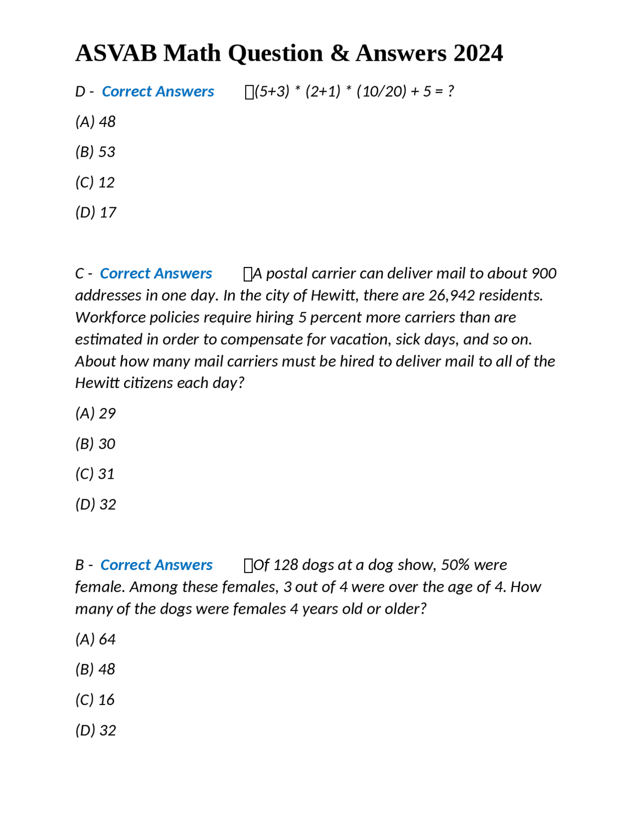 ASVAB Math Question & Answers 2024: Practice Problems and Solutions ...