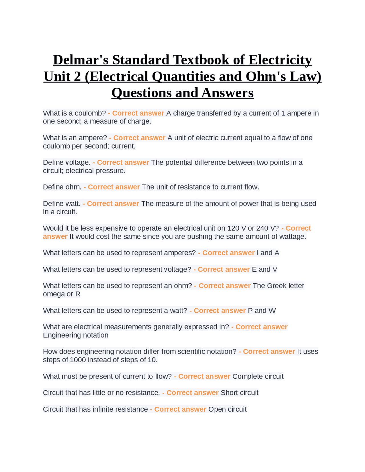 Electricity Fundamentals: Understanding Electrical Quantities, Ohm's Law, and More | Exams ...