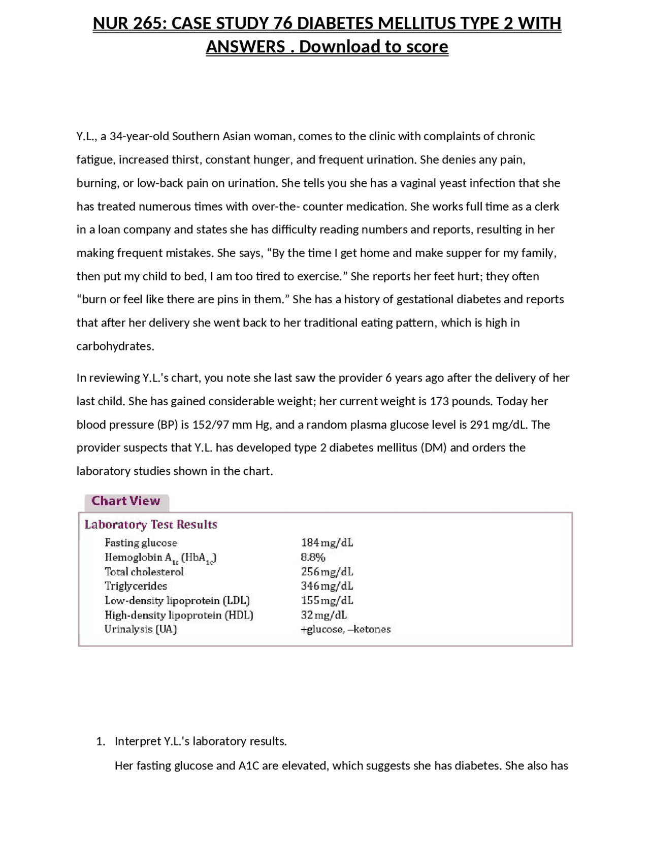 Case Study: Diagnosis and Management of Type 2 Diabetes Mellitus in a ...