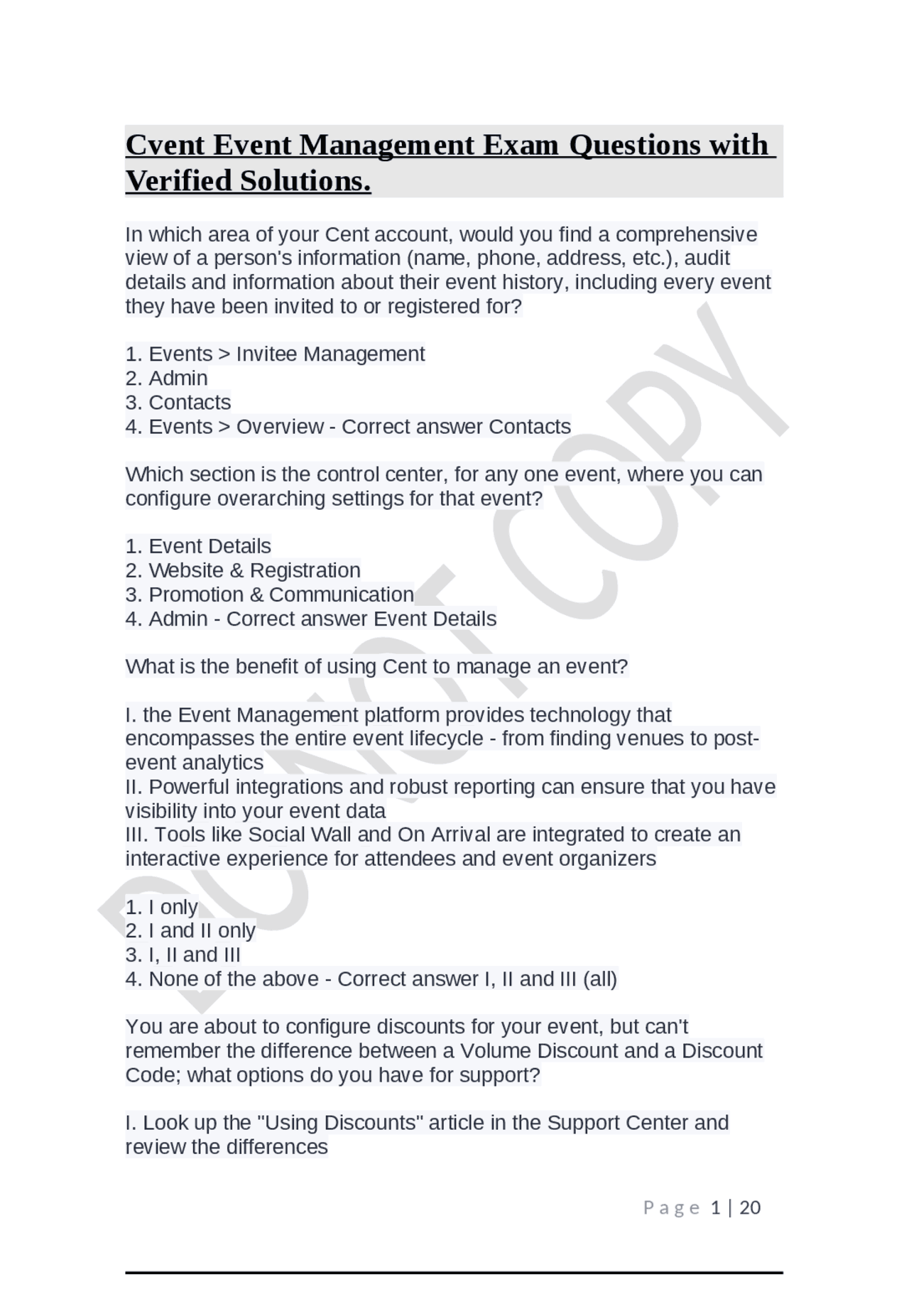 Cvent Event Management Exam Questions With Verified Solutions Exams Strategic Management