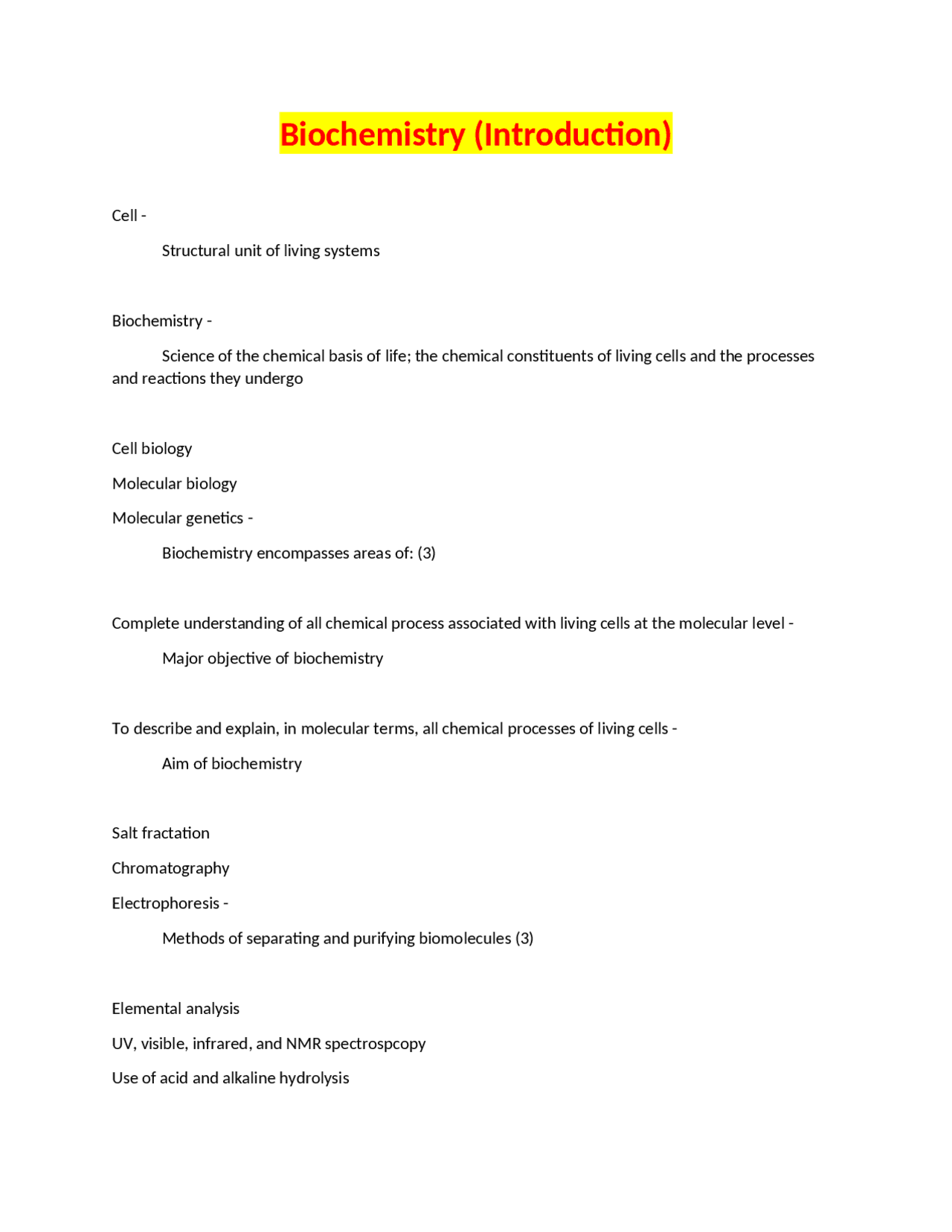 Introduction to Biochemistry: Understanding the Chemical Basis of Life ...