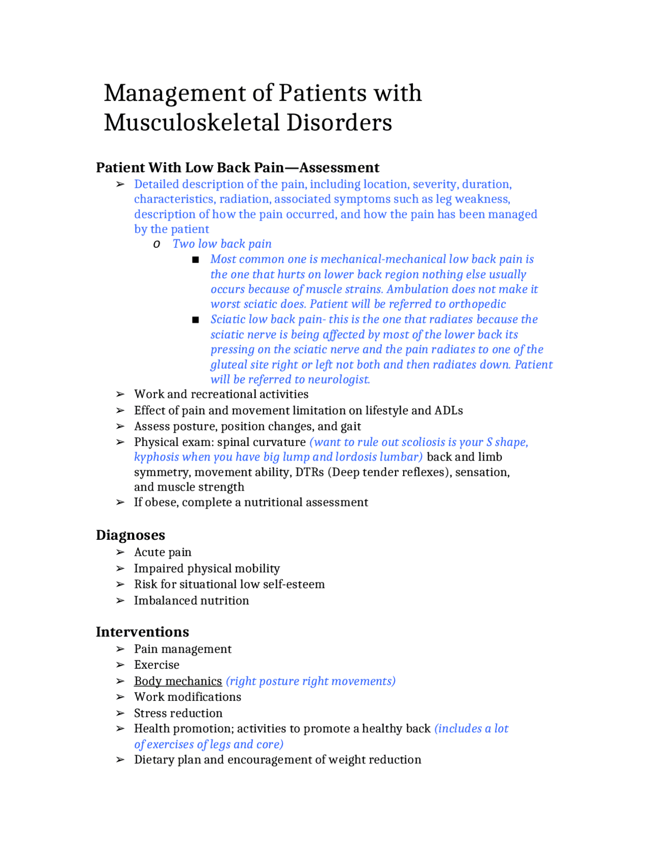 Management of Patients with Musculoskeletal Disorders | Study Guides ...
