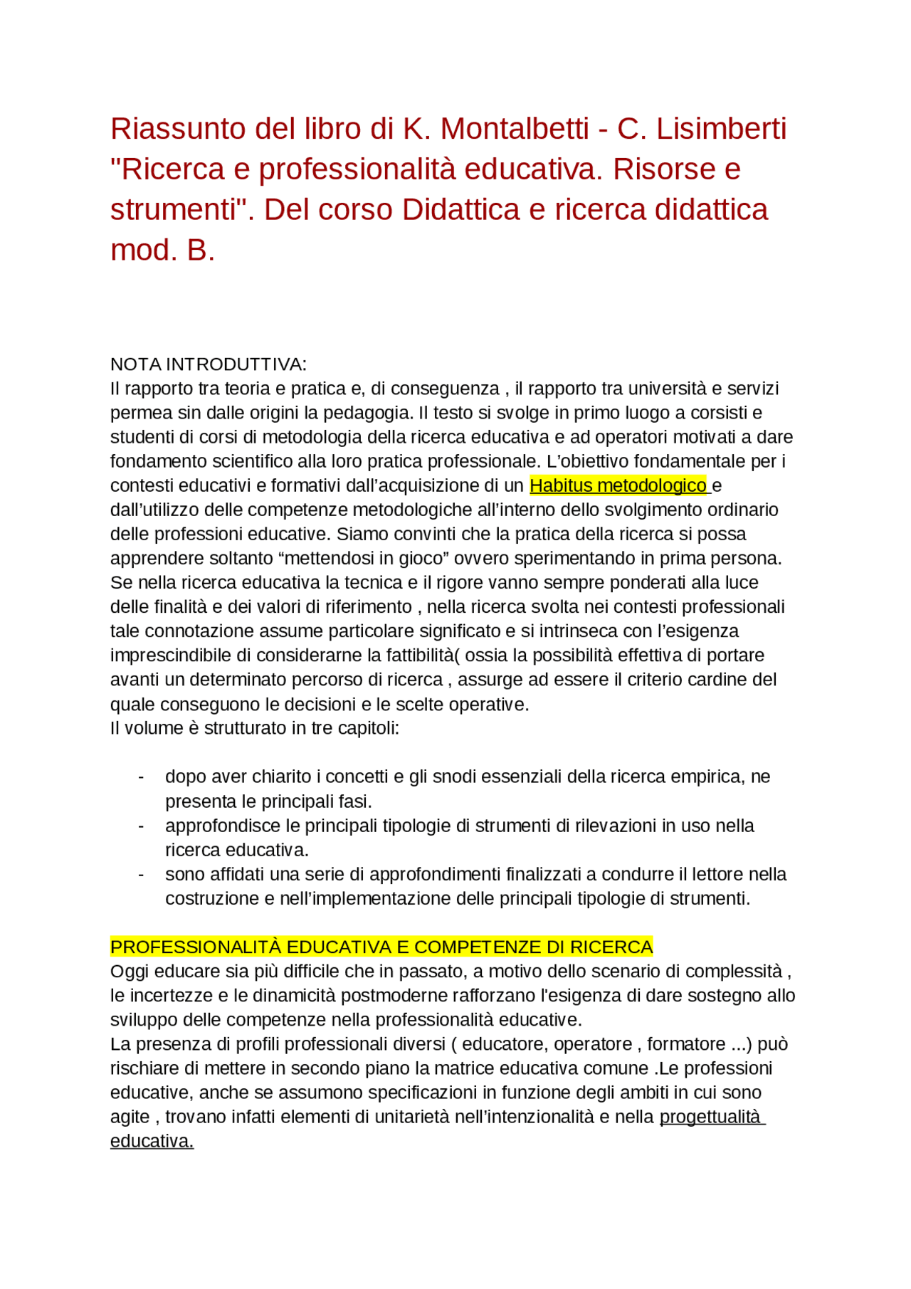 Riassunto del corso didattica modulo B | Appunti di Didattica Pedagogica | Docsity