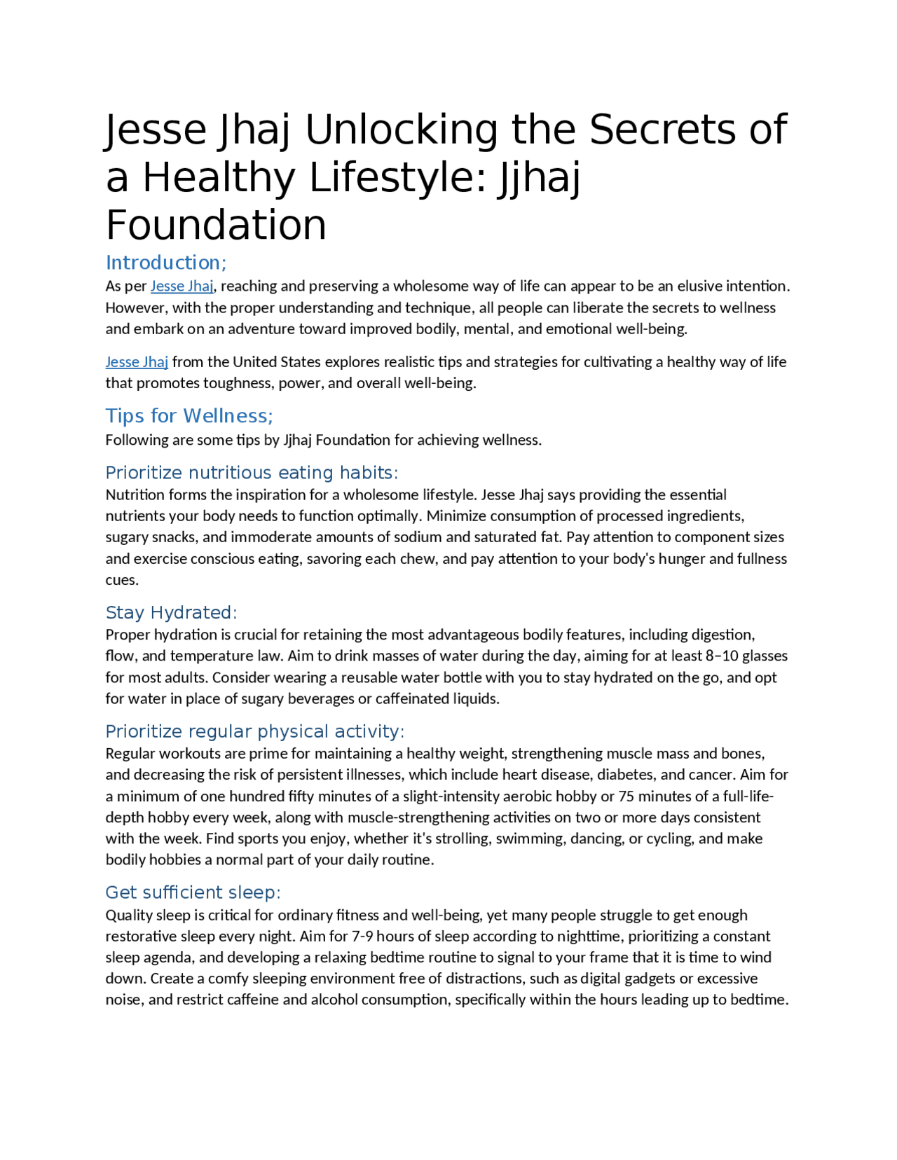 Jesse Jhaj Unlocking the Secrets of a Healthy Lifestyle: Jjhaj ...
