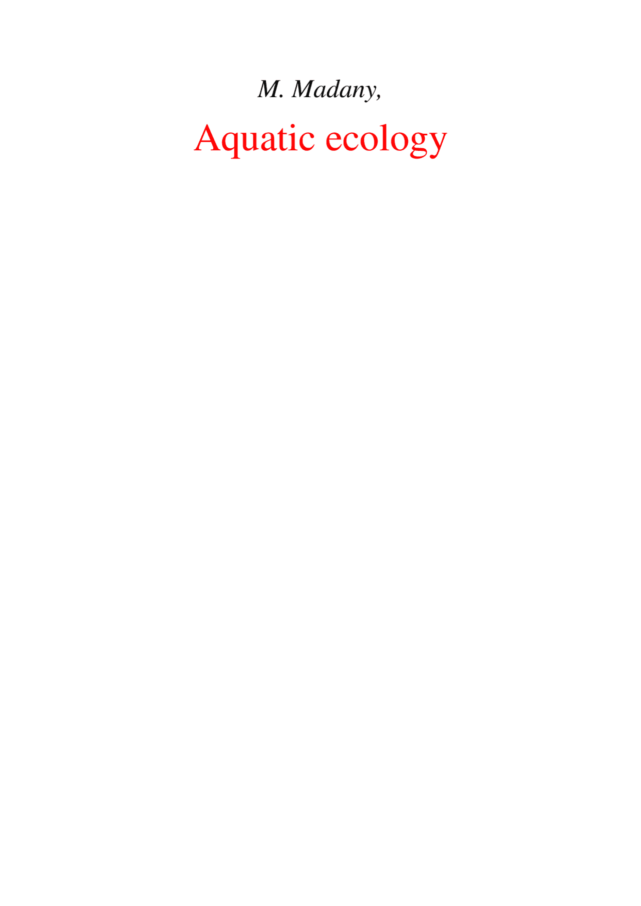 Aquatic ecology textbook | Summaries Ecology and Environment | Docsity