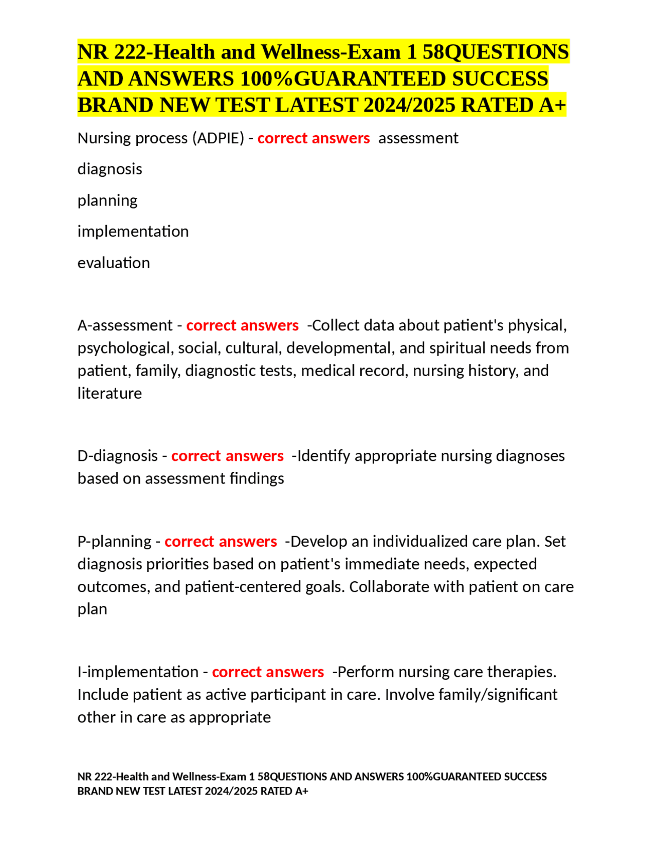 Health and Wellness Exam 1: Prevention and Health Education Models ...