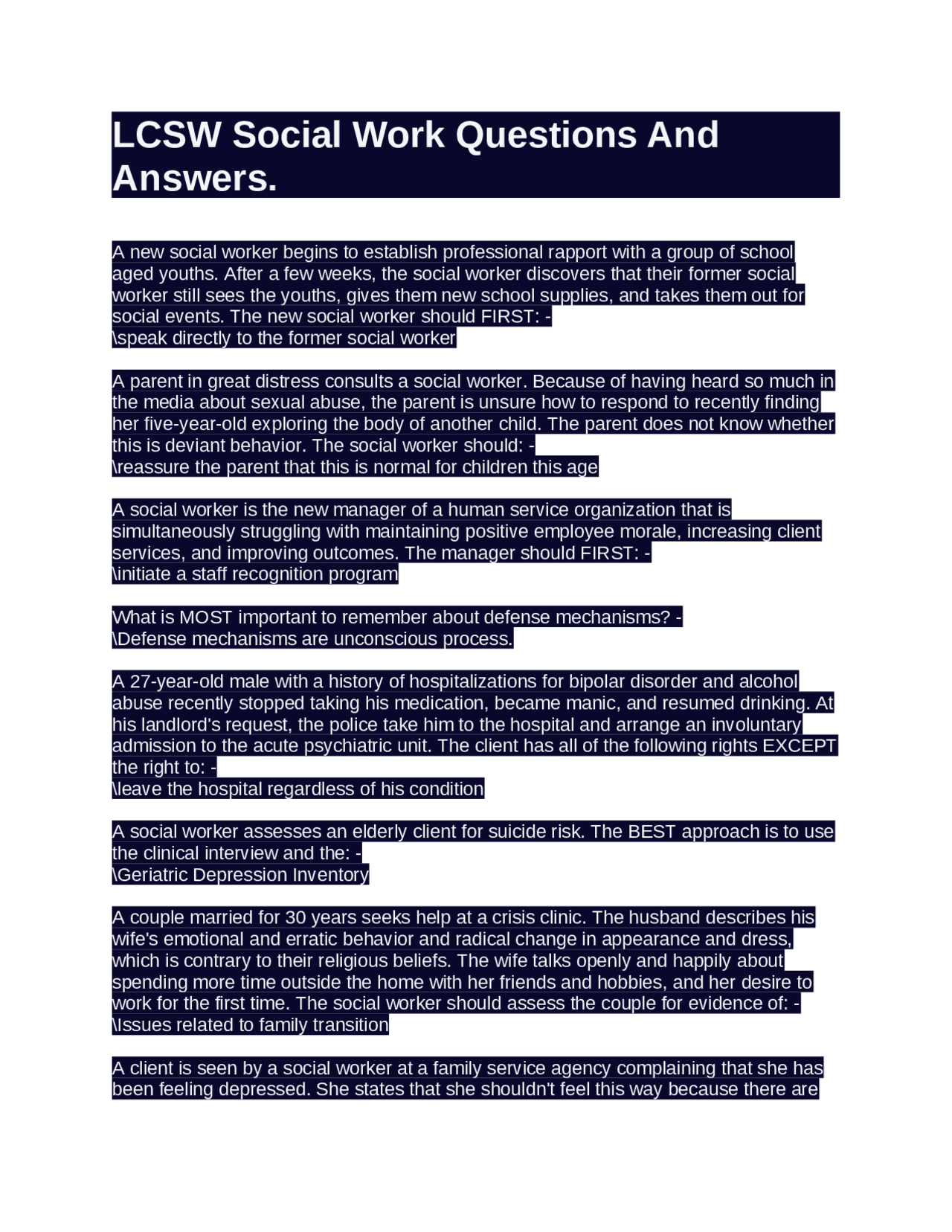 Social Worker's Role and Responsibilities in Various Scenarios | Exams ...