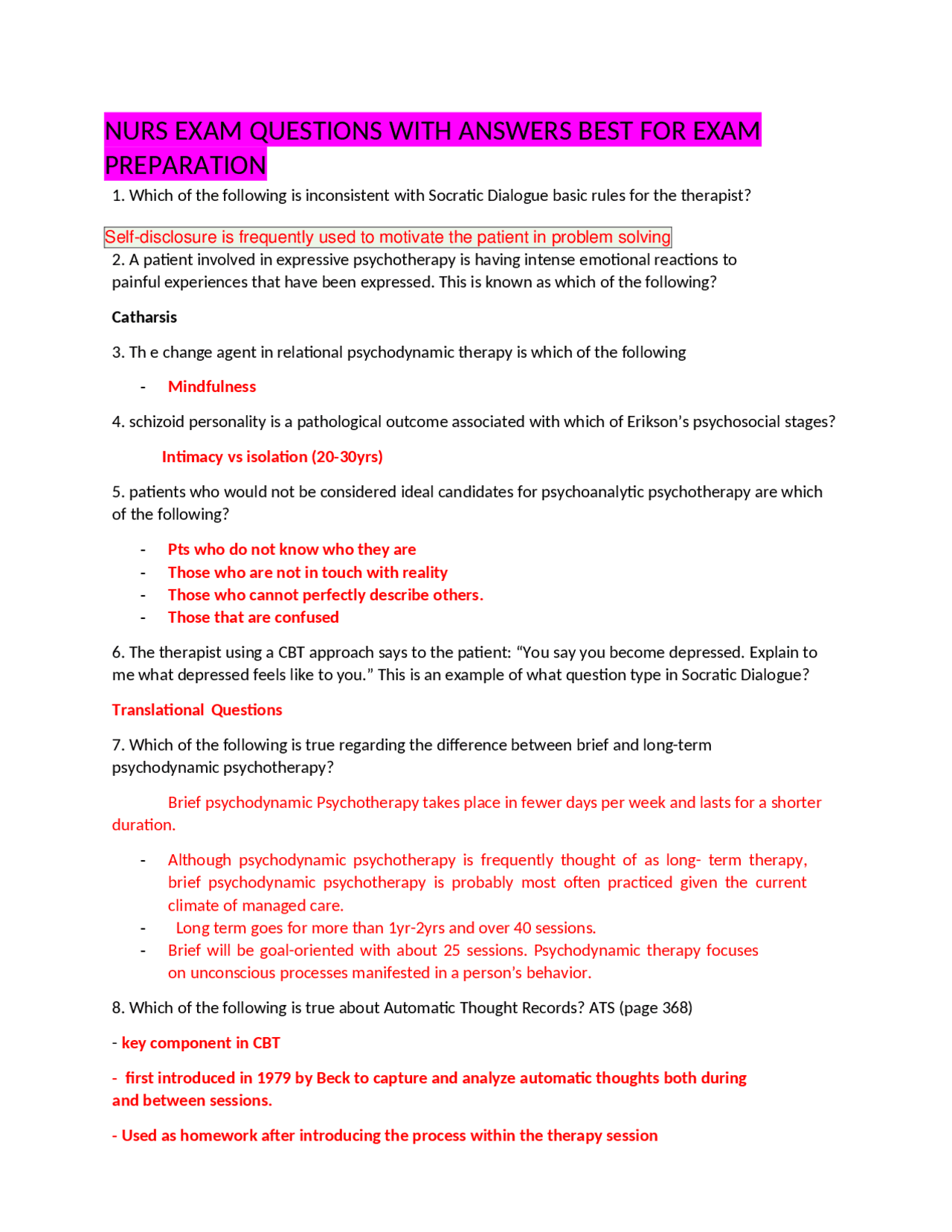 Psychotherapy Techniques and Theories: A Comparative Study | Exams ...