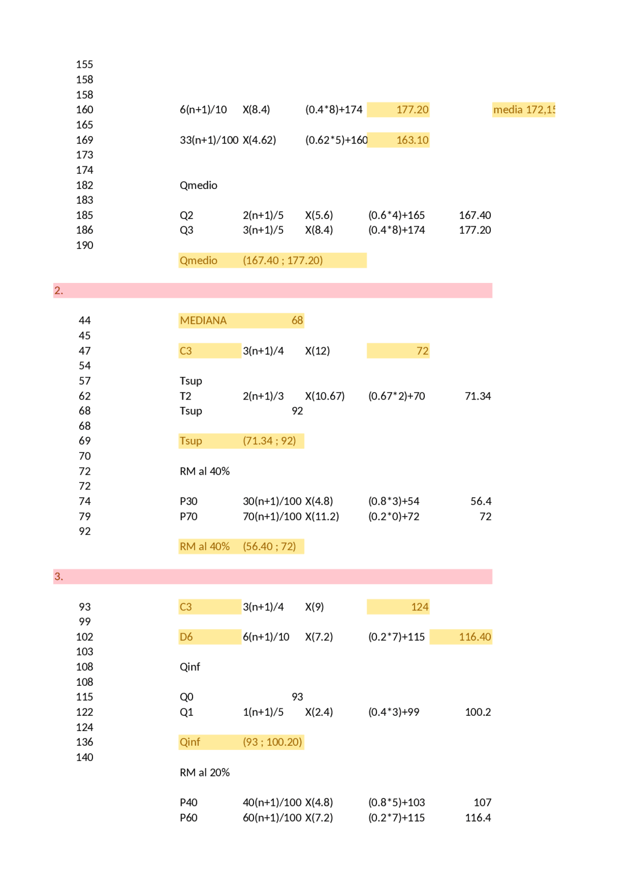PRACTICA N°3 EN EXCEL | Ejercicios de Estadística | Docsity