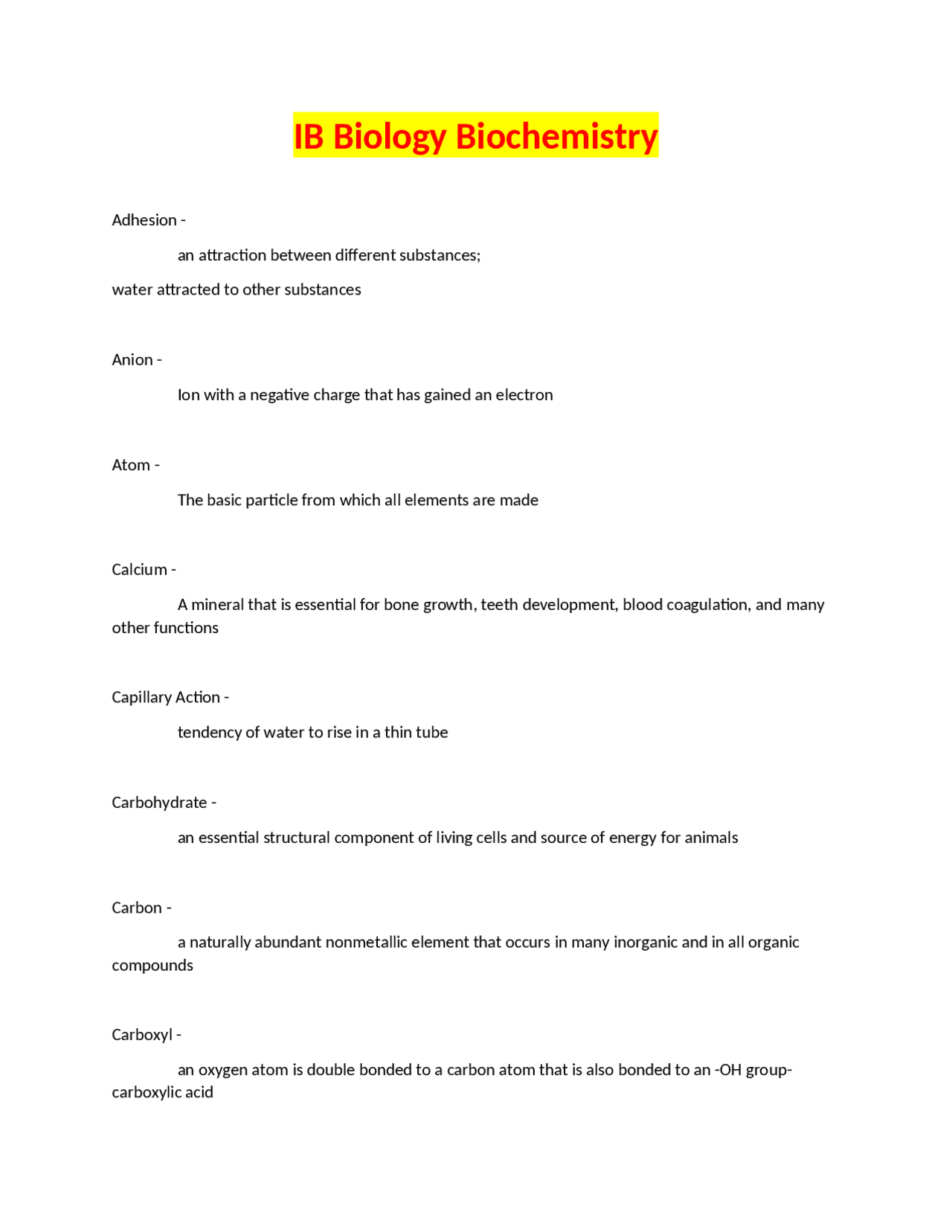 IB Biology: Essential Chemistry and Biochemistry Concepts | Exams ...