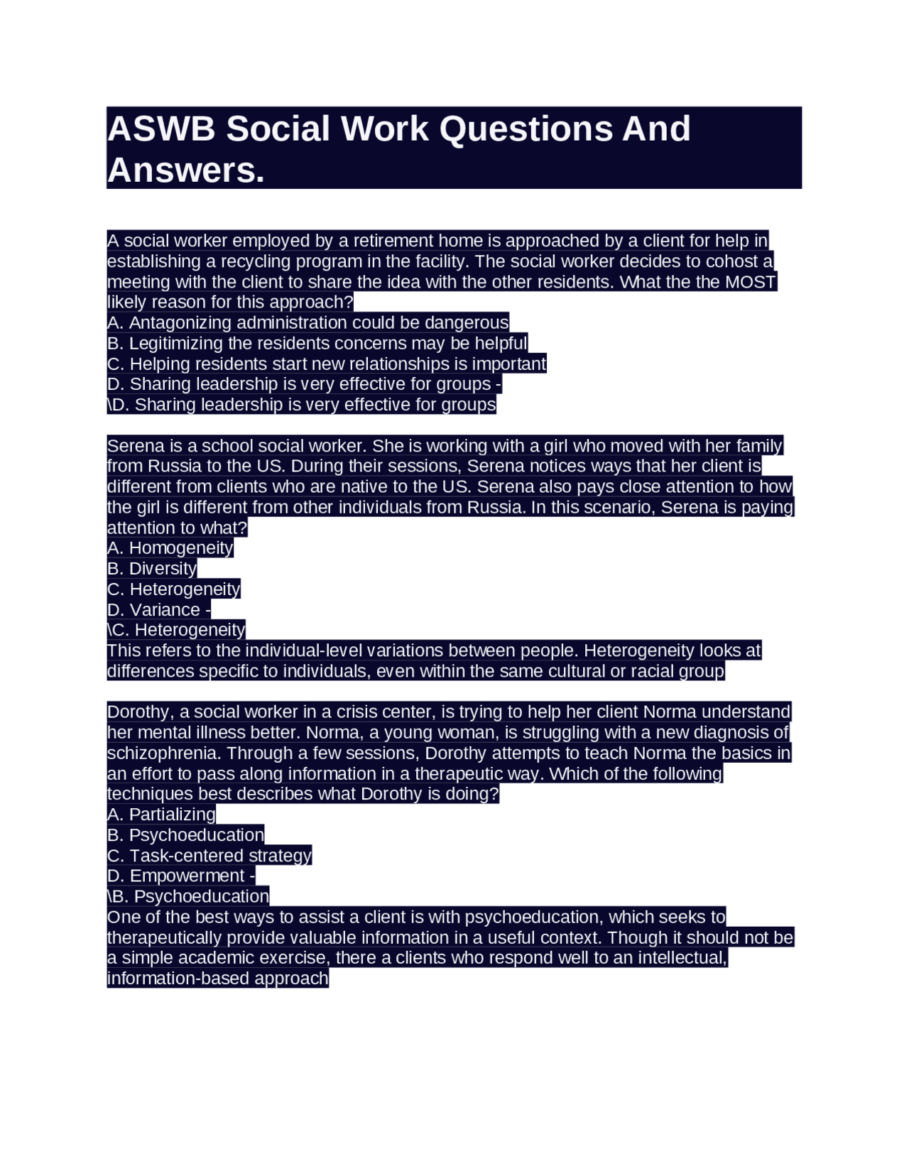 ASWB Social Work Questions and Answers: Understanding Social Work ...